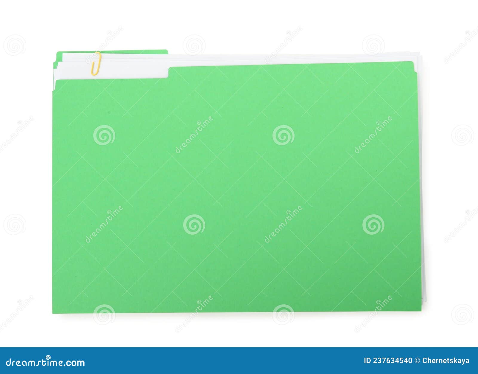 Light Green File with Documents Isolated on White, Top View Stock Photo ...