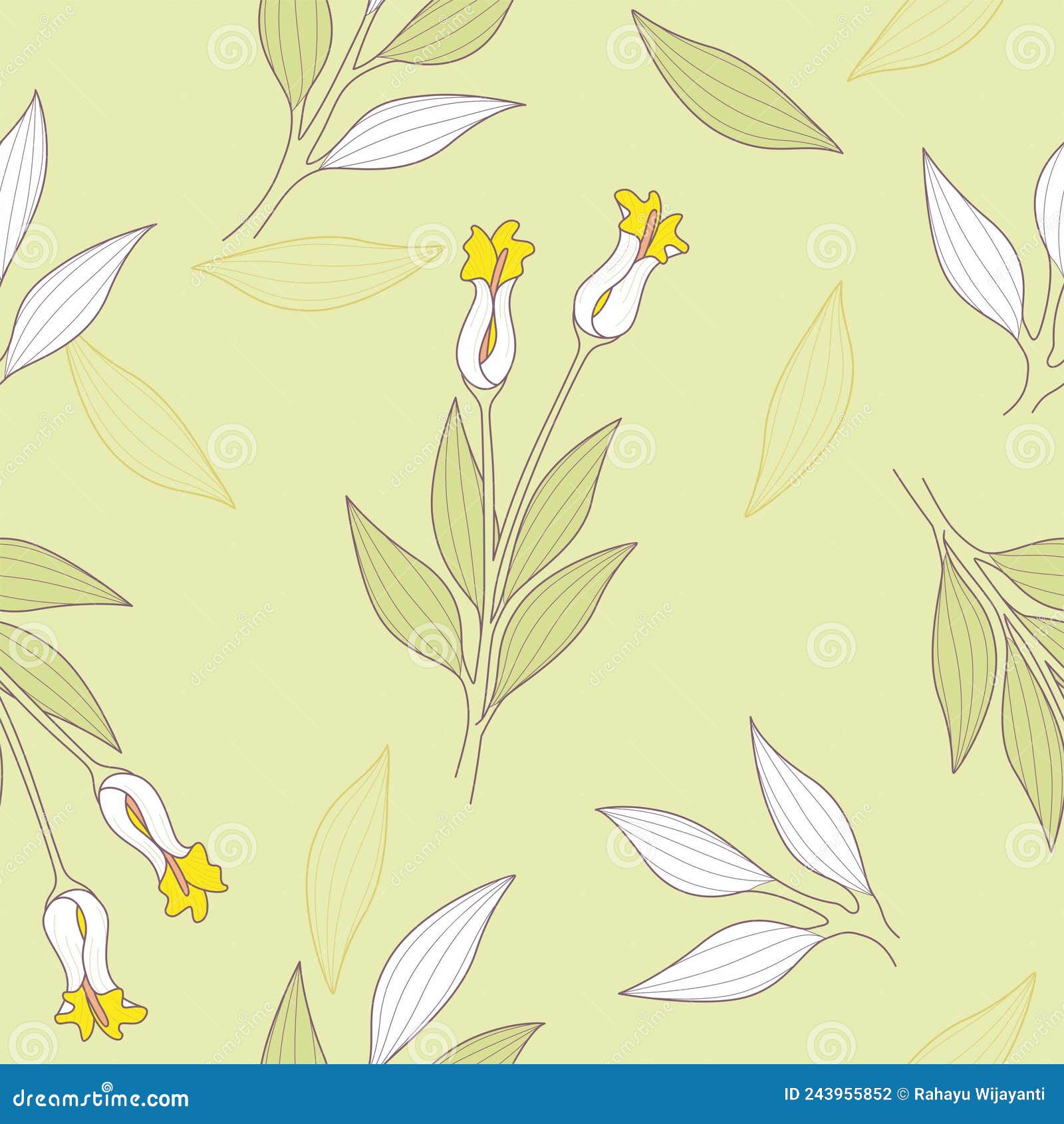Light Green Flower Seamless Pattern Stock Vector - Illustration of ...