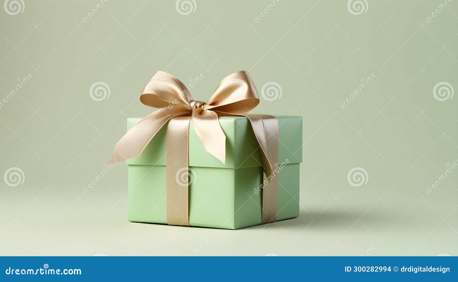 Light Green Gift Box in Front of a Light Background with Copy Space ...