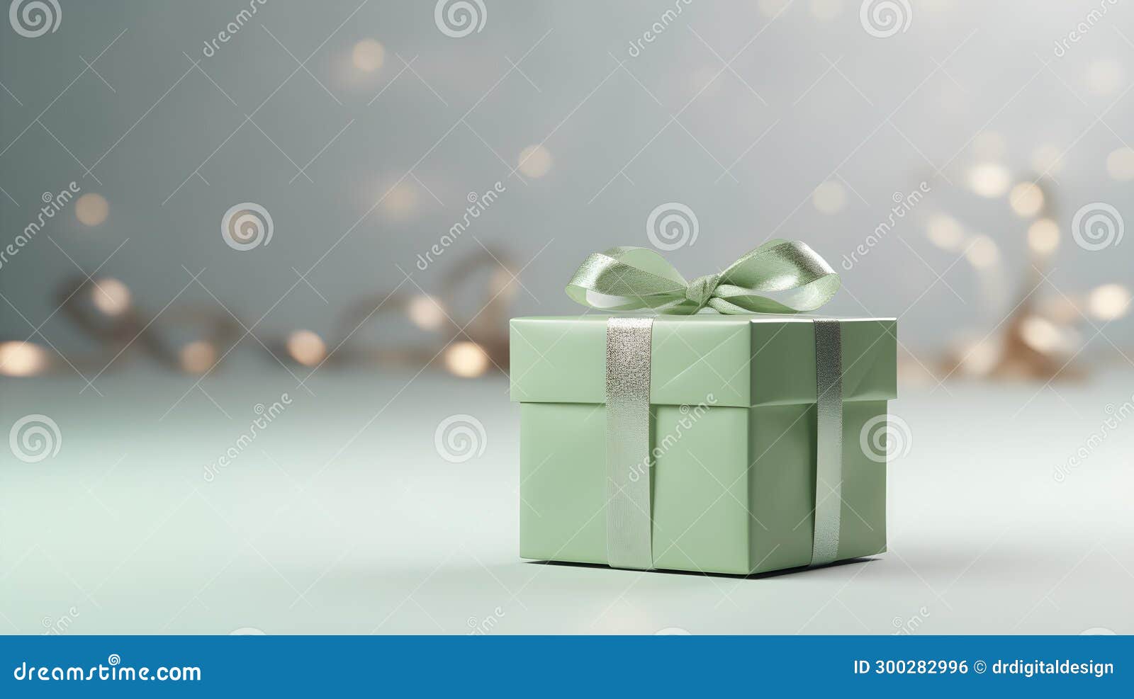 Light Green Gift Box in Front of a Light Background with Copy Space ...