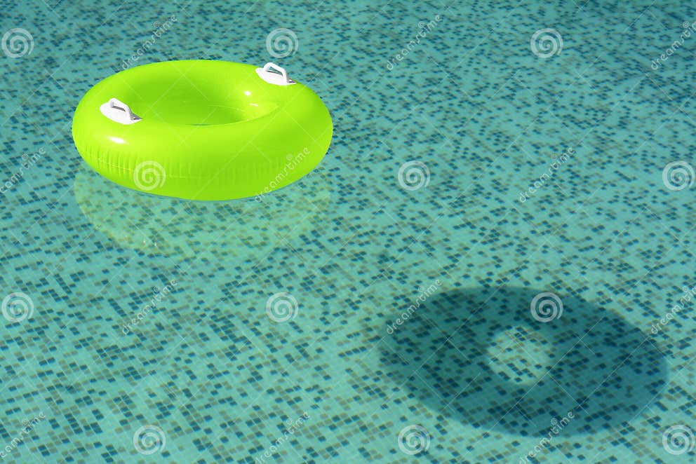Light Green Inflatable Ring Floating in Swimming Pool. Space for Text ...