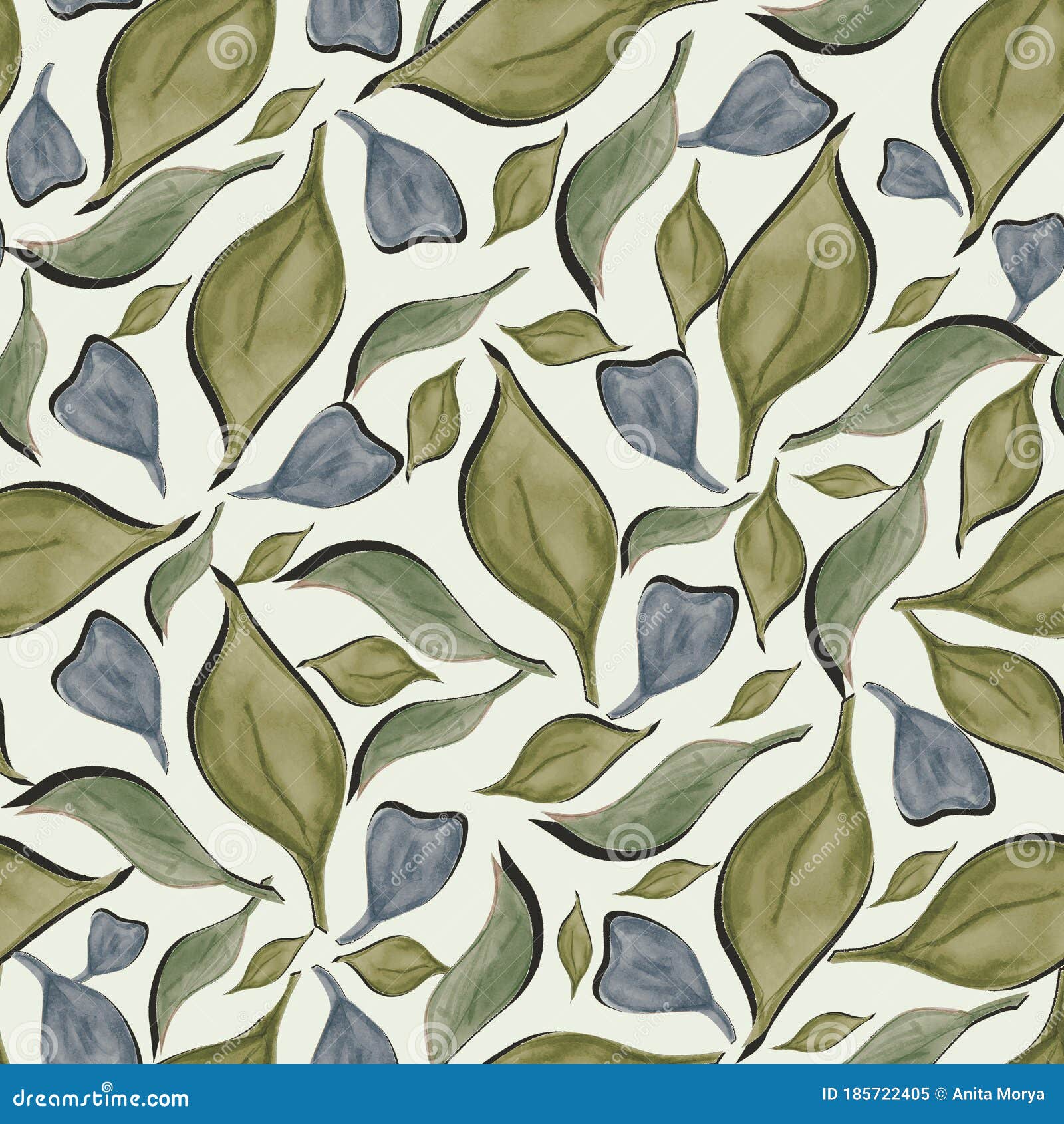 Light Green Leaves Seamless Pattern Design Stock Illustration ...