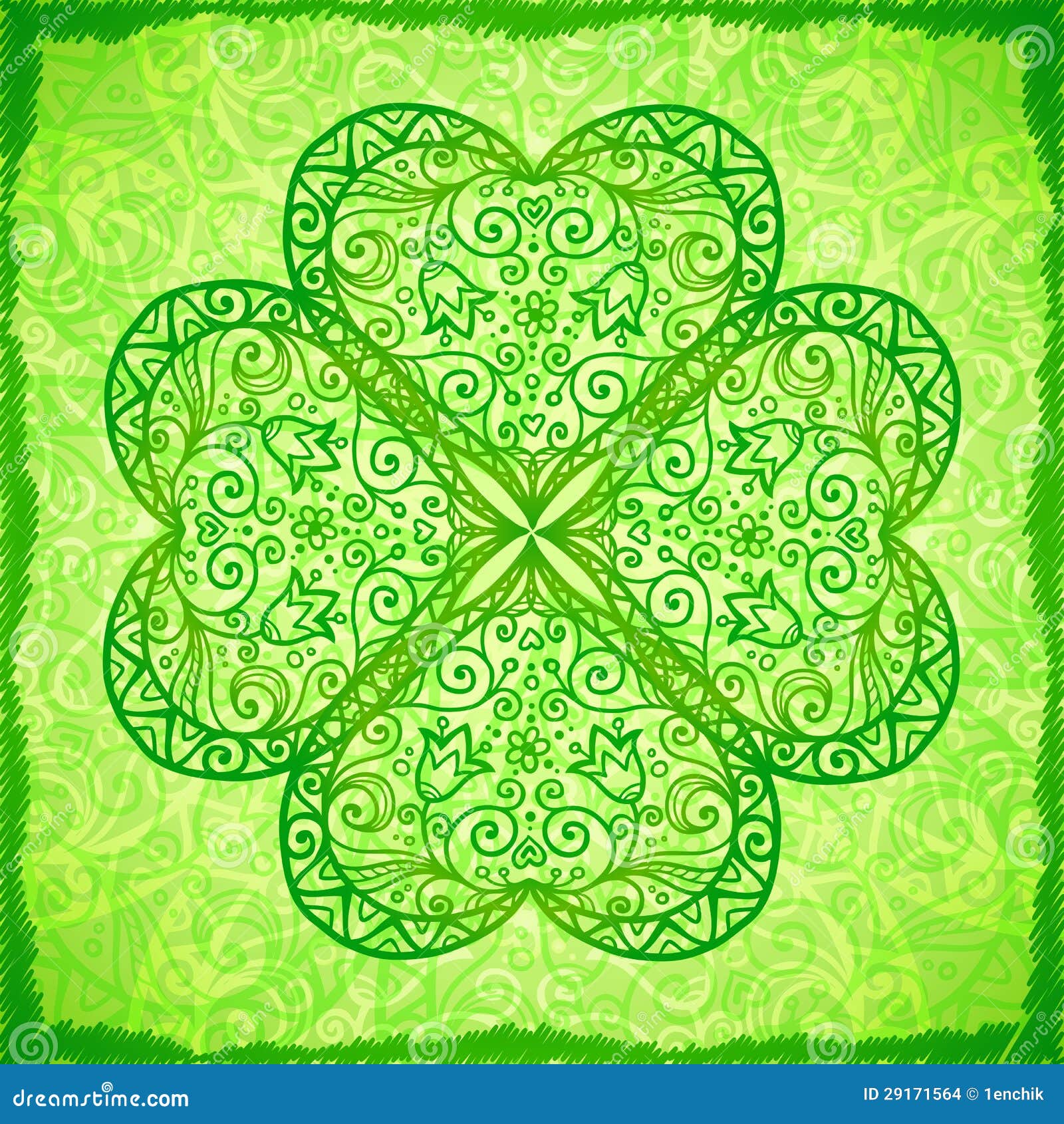 Light Green Ornate Four-leaf Clover Background Stock Vector ...