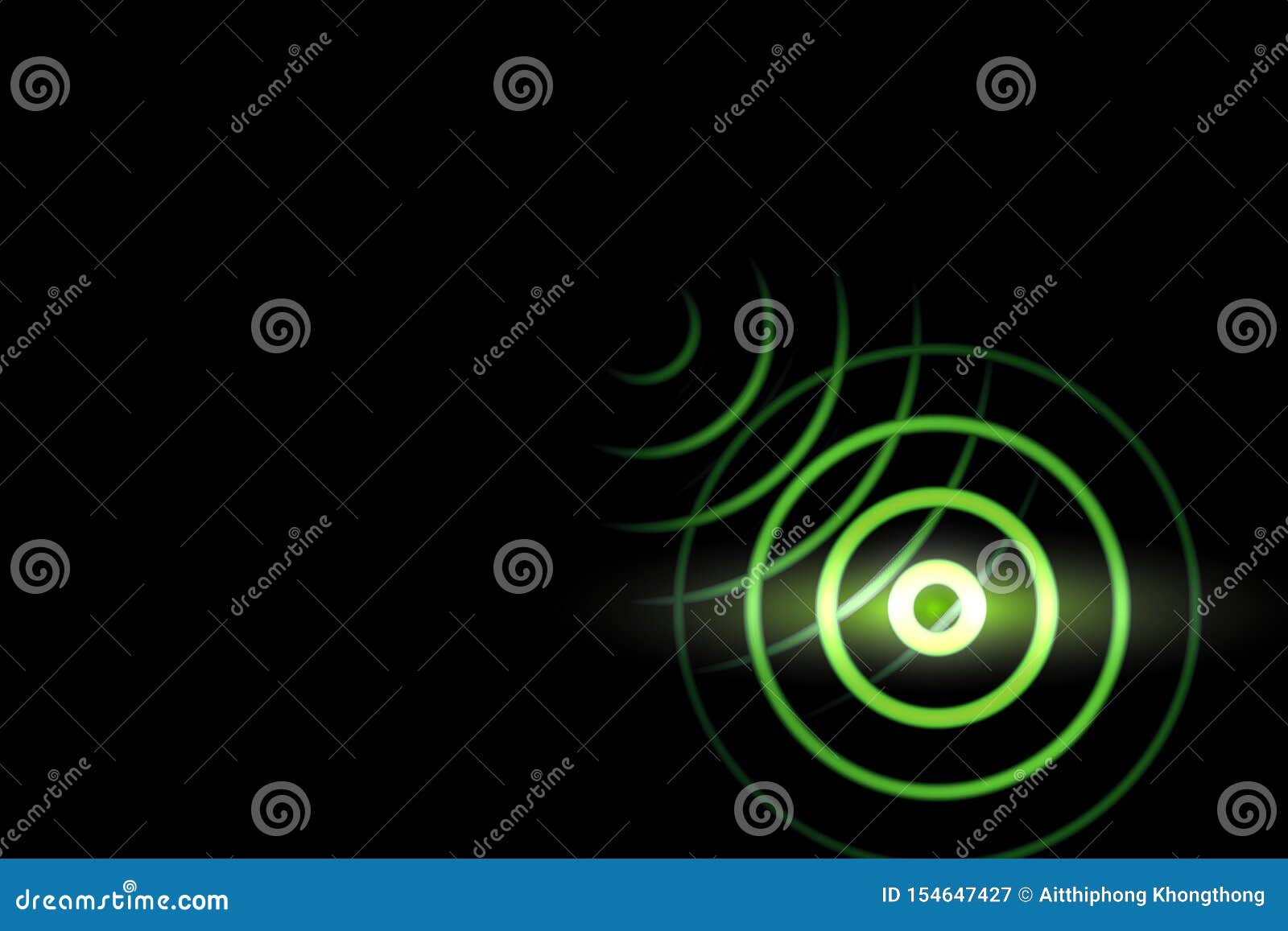Light Green Sound Waves Oscillating with Circle Ring, Abstract ...