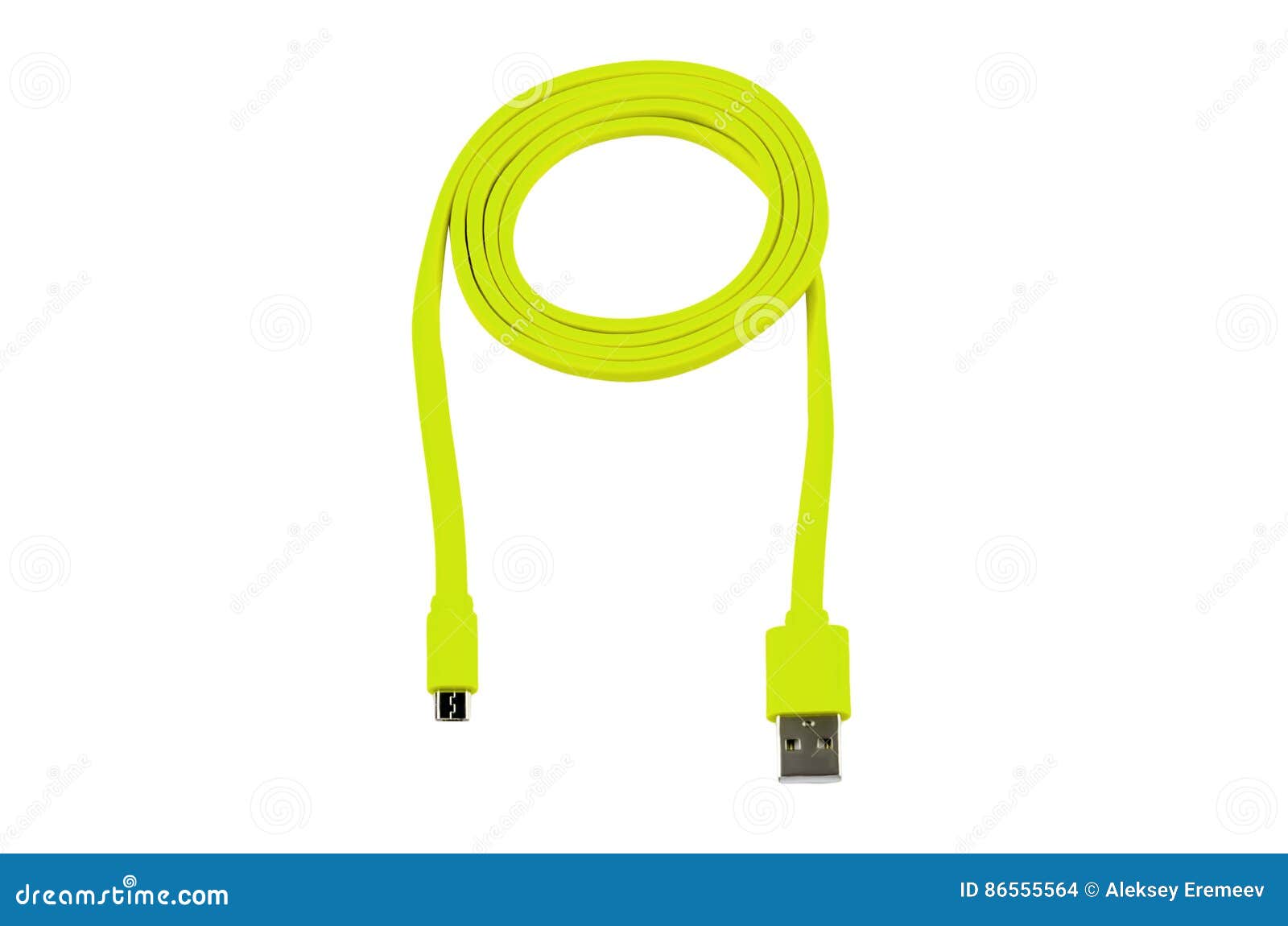 Light Green Usb-cable Micro Usb Isolated Stock Photo - Image of light ...