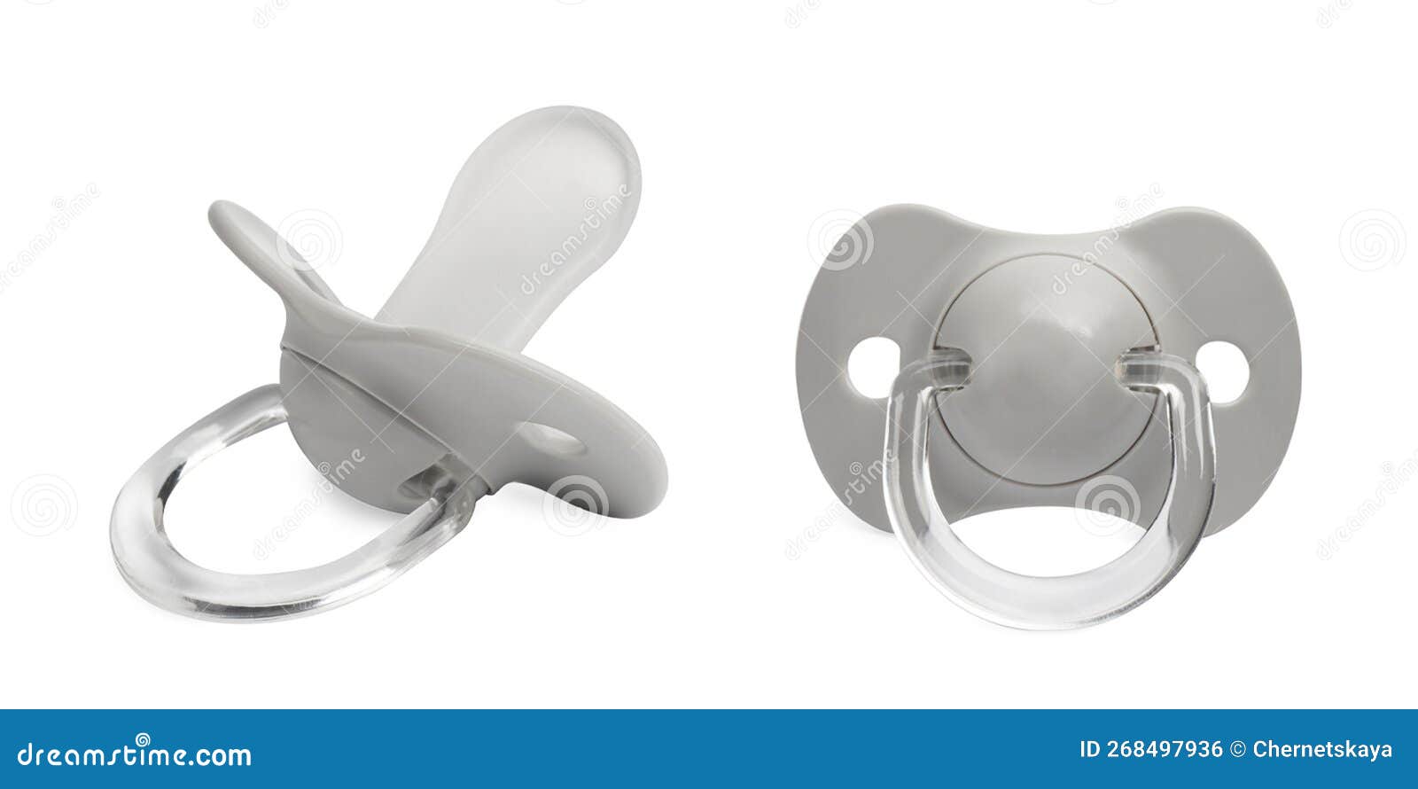 Light Grey Baby Pacifier on White Background, Views from Different ...