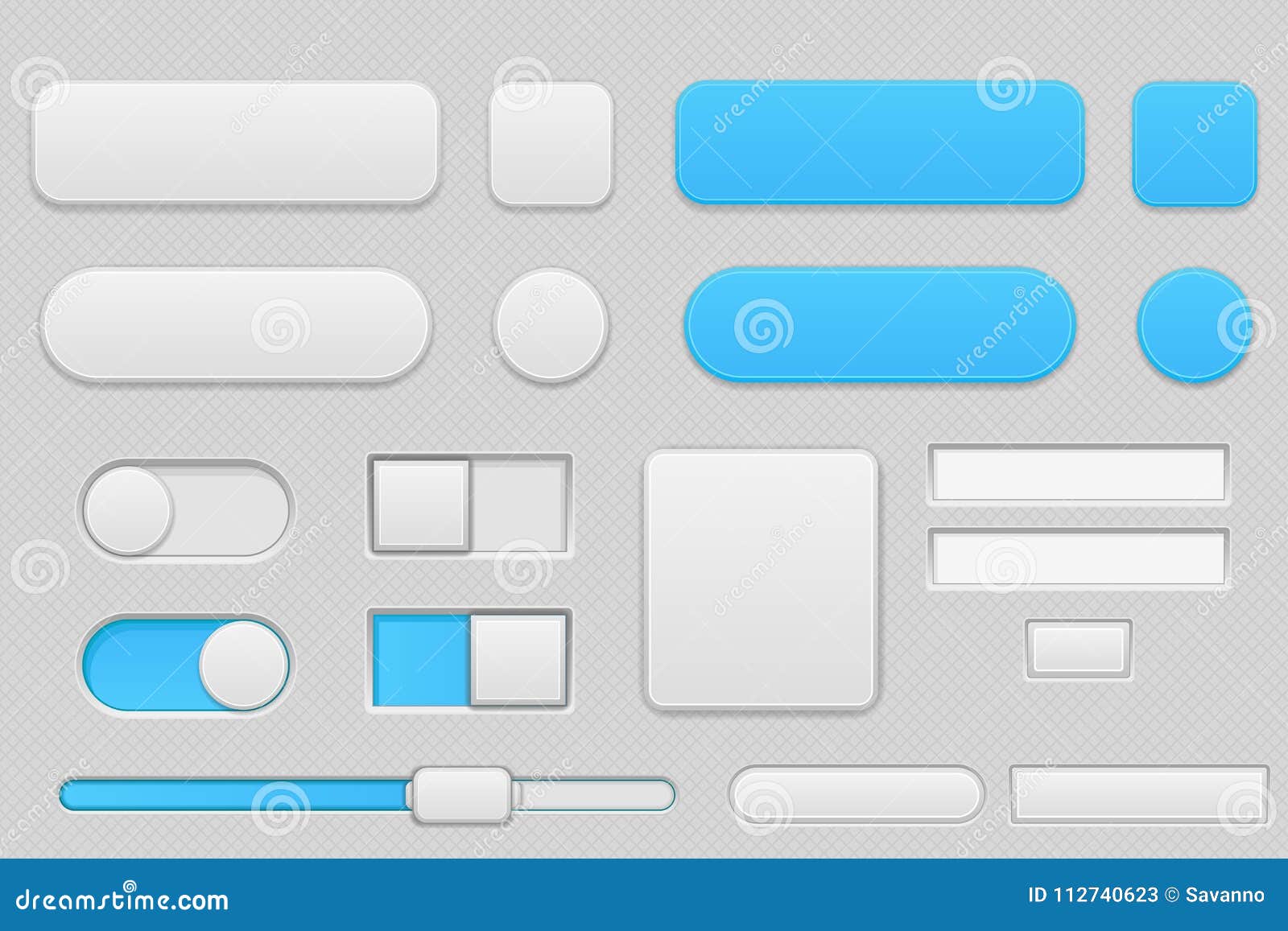 Light Grey and Blue Interface Buttons Stock Vector - Illustration of ...