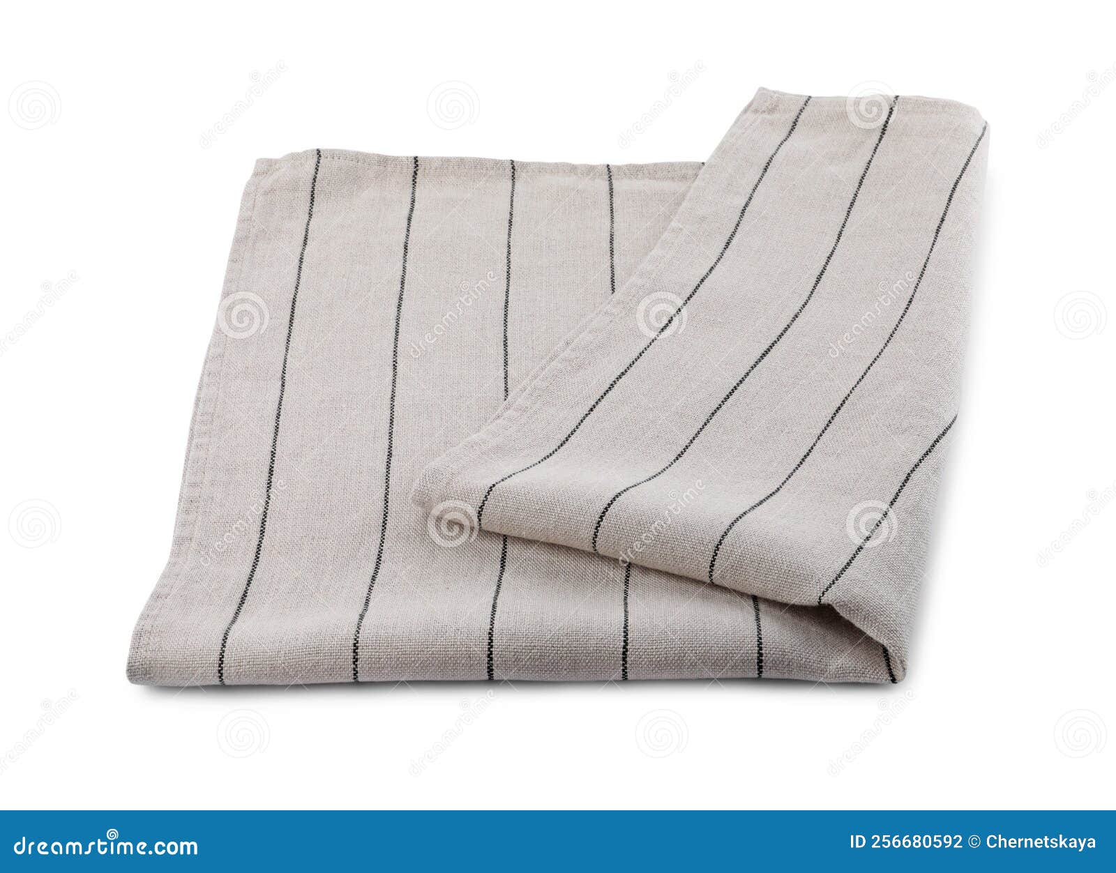 Light Grey Cloth Napkin with Stripes Isolated on White Stock Photo ...
