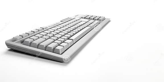 Light Grey Computer Keyboard, Diagonal View, Wide Angle, Isolated on ...