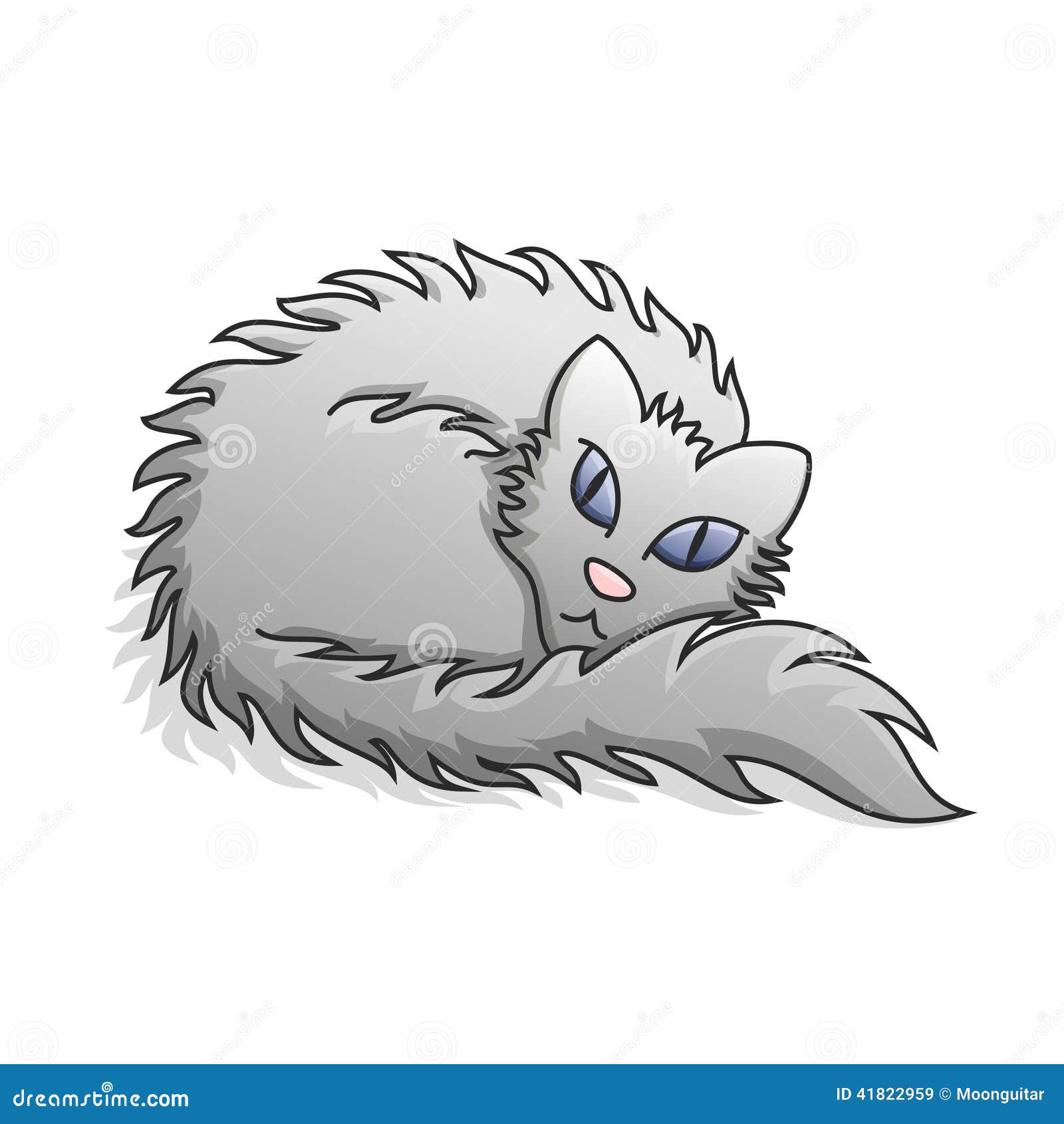 Light Grey Fluffy Cat Vector Illustration Stock Vector - Illustration ...