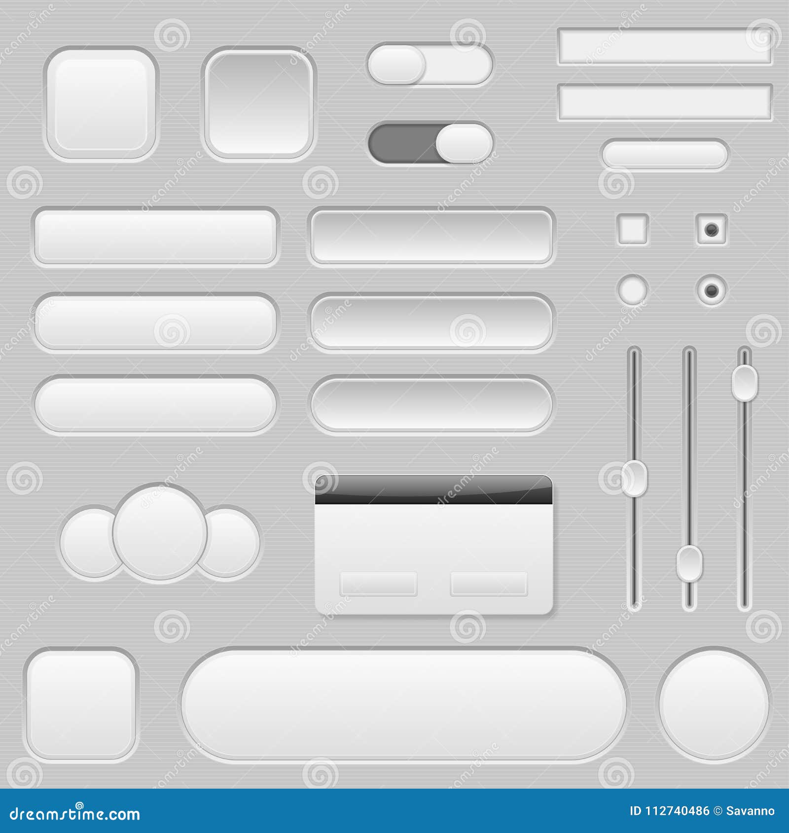 Light Grey Interface Buttons, Sliders and Toggle Switches Stock Vector ...