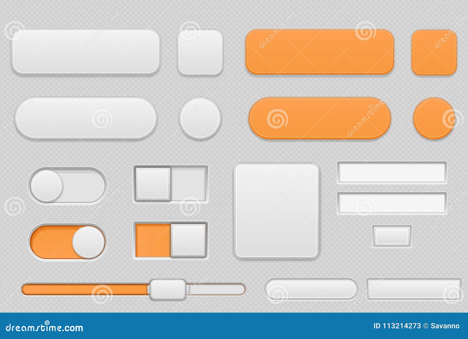 Light Grey and Orange Interface Buttons Stock Vector - Illustration of ...
