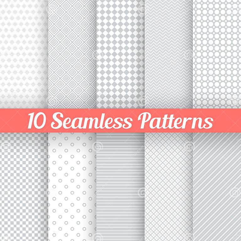 Light Grey Seamless Patterns for Universal Stock Vector - Illustration ...