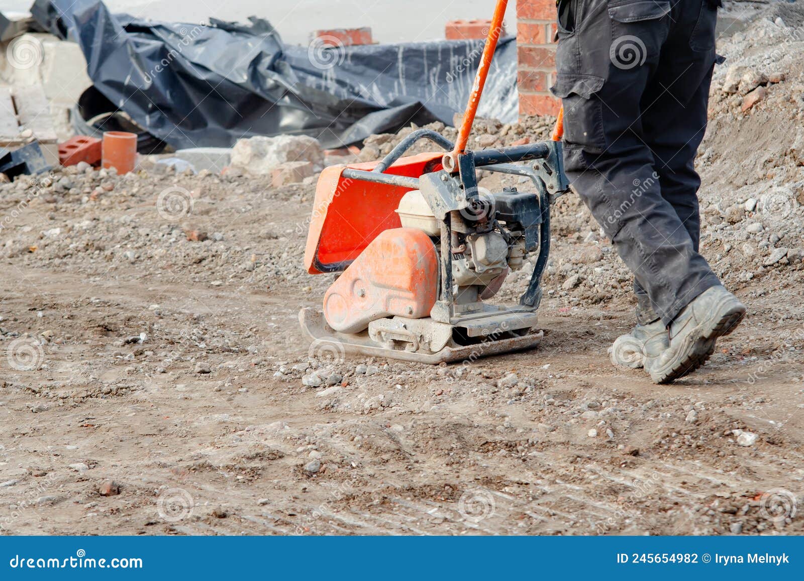 Light Ground Compactor Used by Groundworker on Construction Site Stock ...
