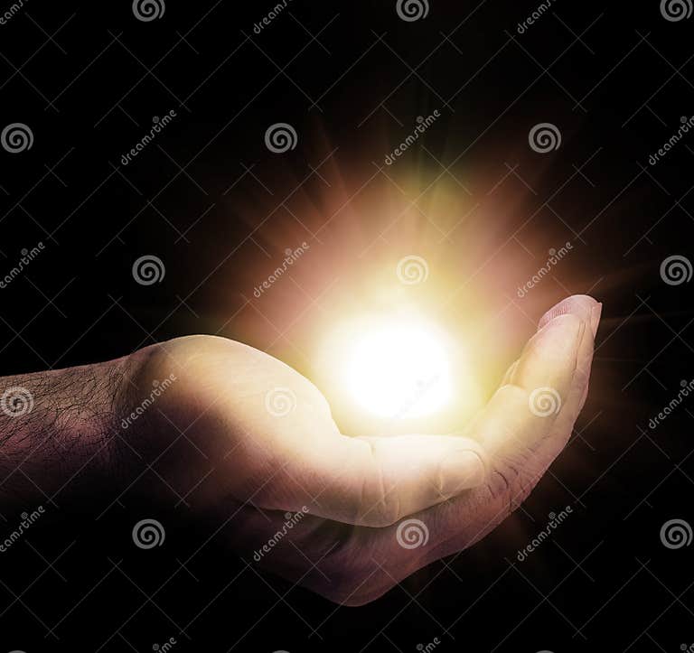 Light on a hand stock illustration. Illustration of conceptual - 19966840