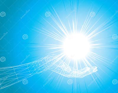 Light on the hand stock vector. Illustration of magic - 8874354