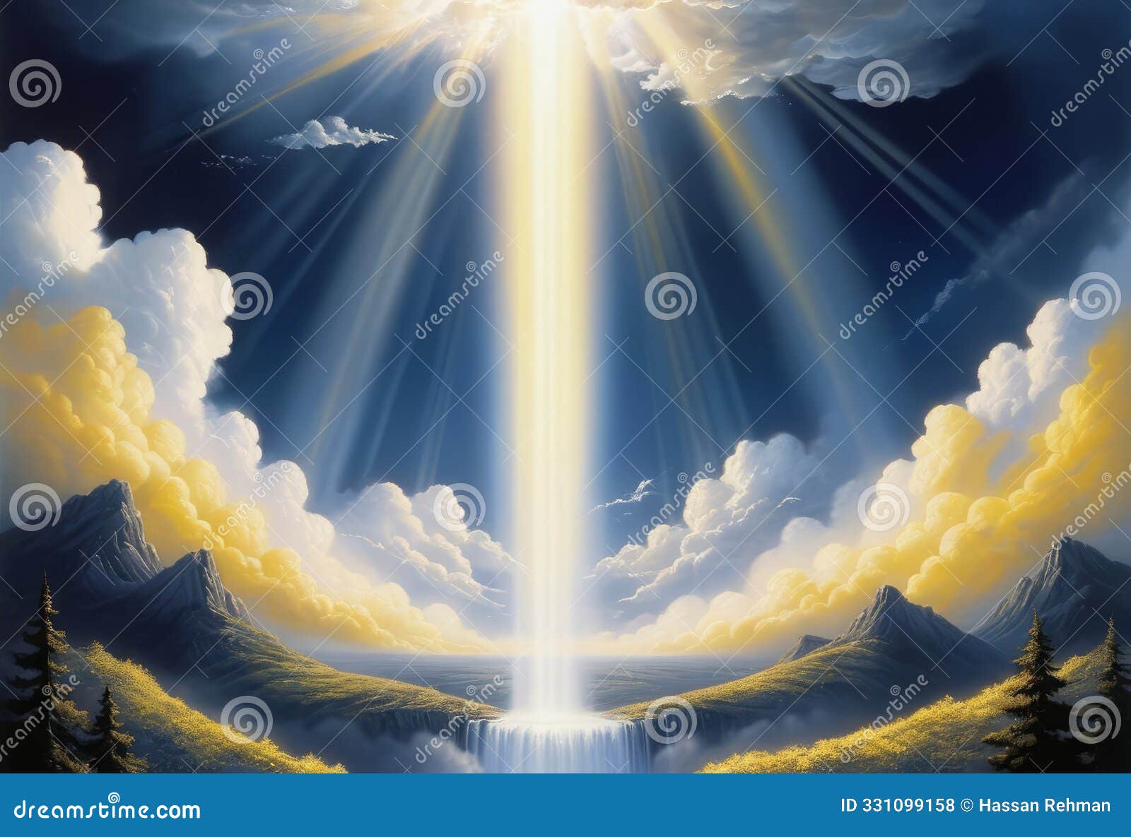 Light from Heaven. Sun and Clouds Stock Illustration - Illustration of ...