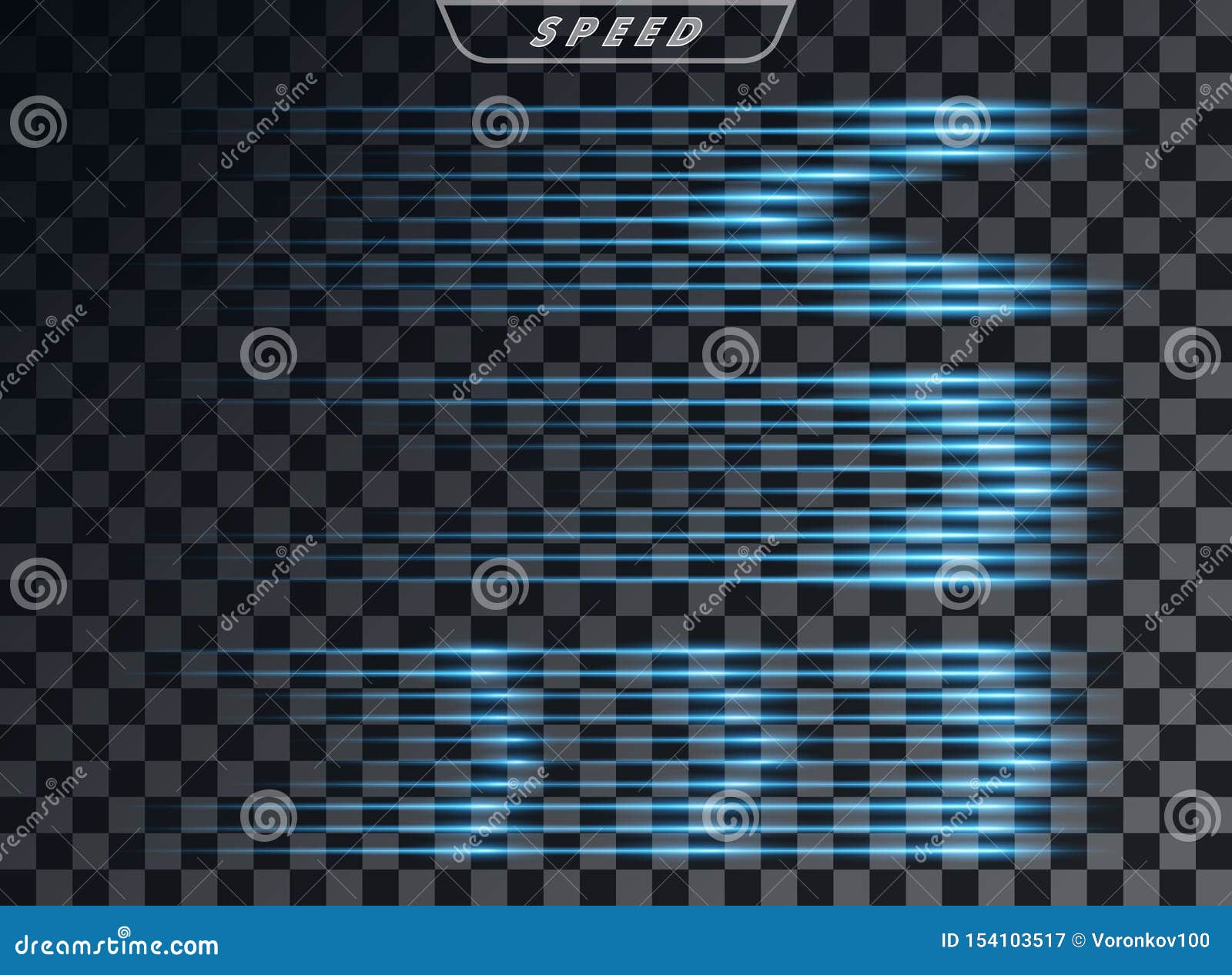 Light Horizontal Blue, Transparent Speed Lines Effect, on Black ...
