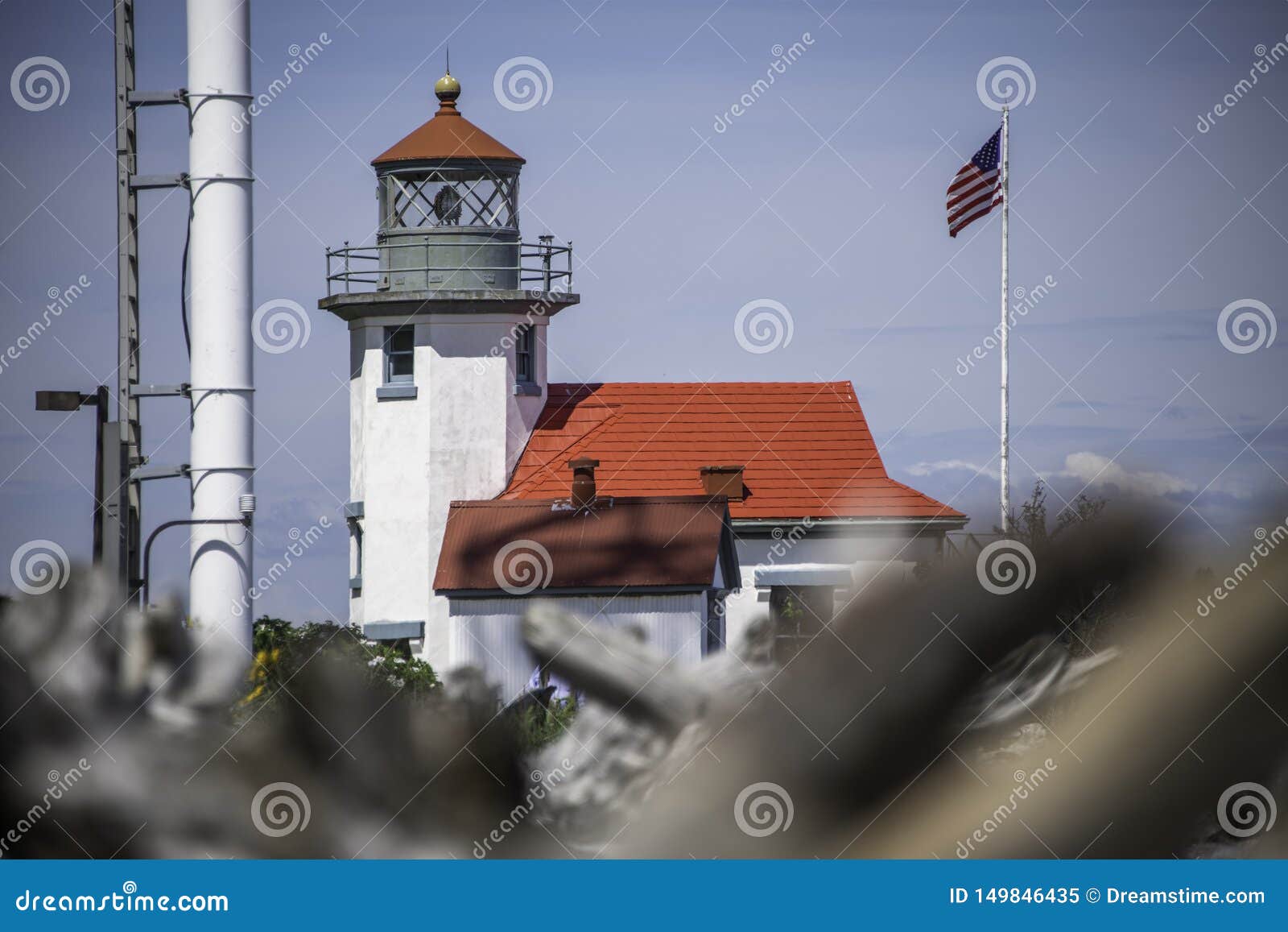 Light House at Point Robinson Park, Vashon Island. Stock Image - Image ...