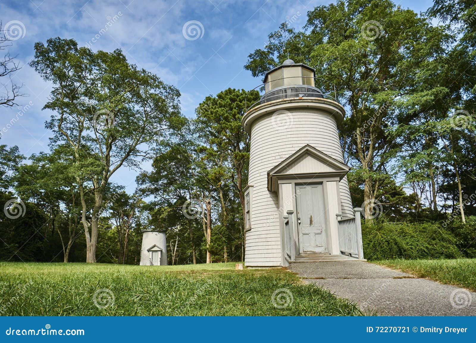 Light house and Tree. stock image. Image of house, massachusetts - 72270721