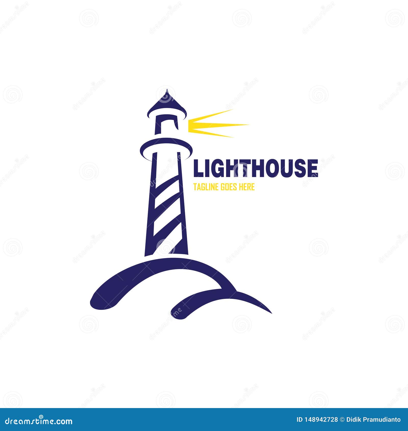 Light House with Yellow Light Logo Stock Vector - Illustration of ocean ...