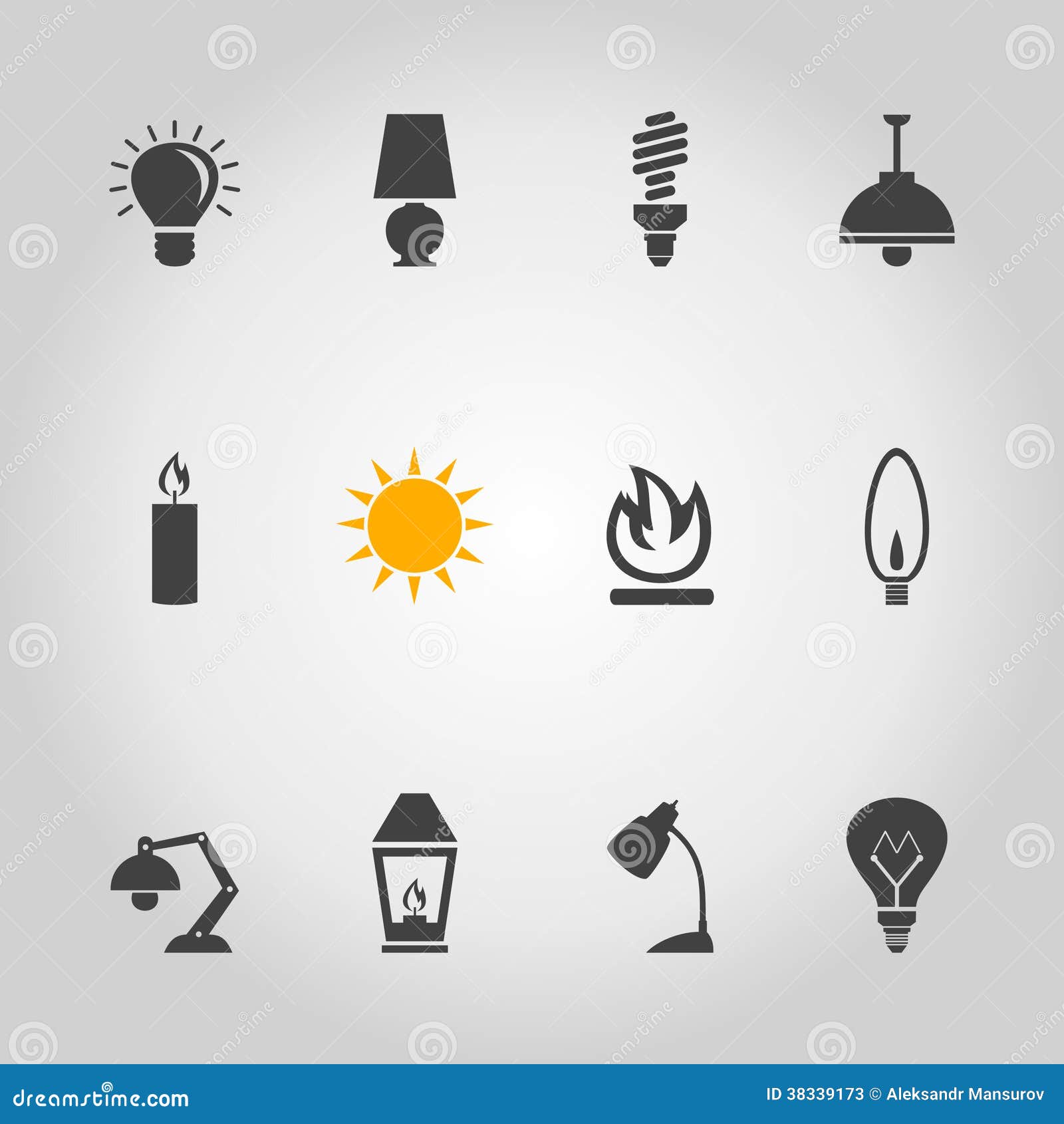 Light an icon stock vector. Illustration of vector, lamp - 38339173
