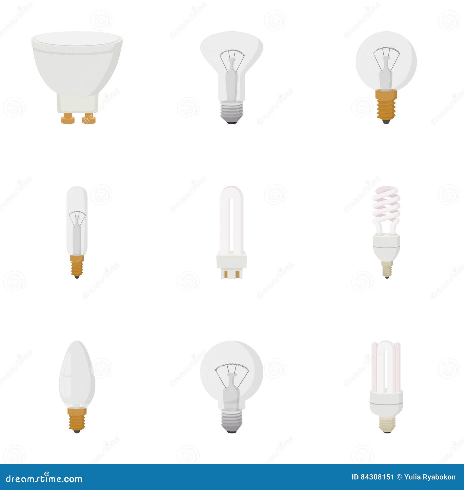 Light Icons Set, Cartoon Style Stock Vector - Illustration of cartoon ...