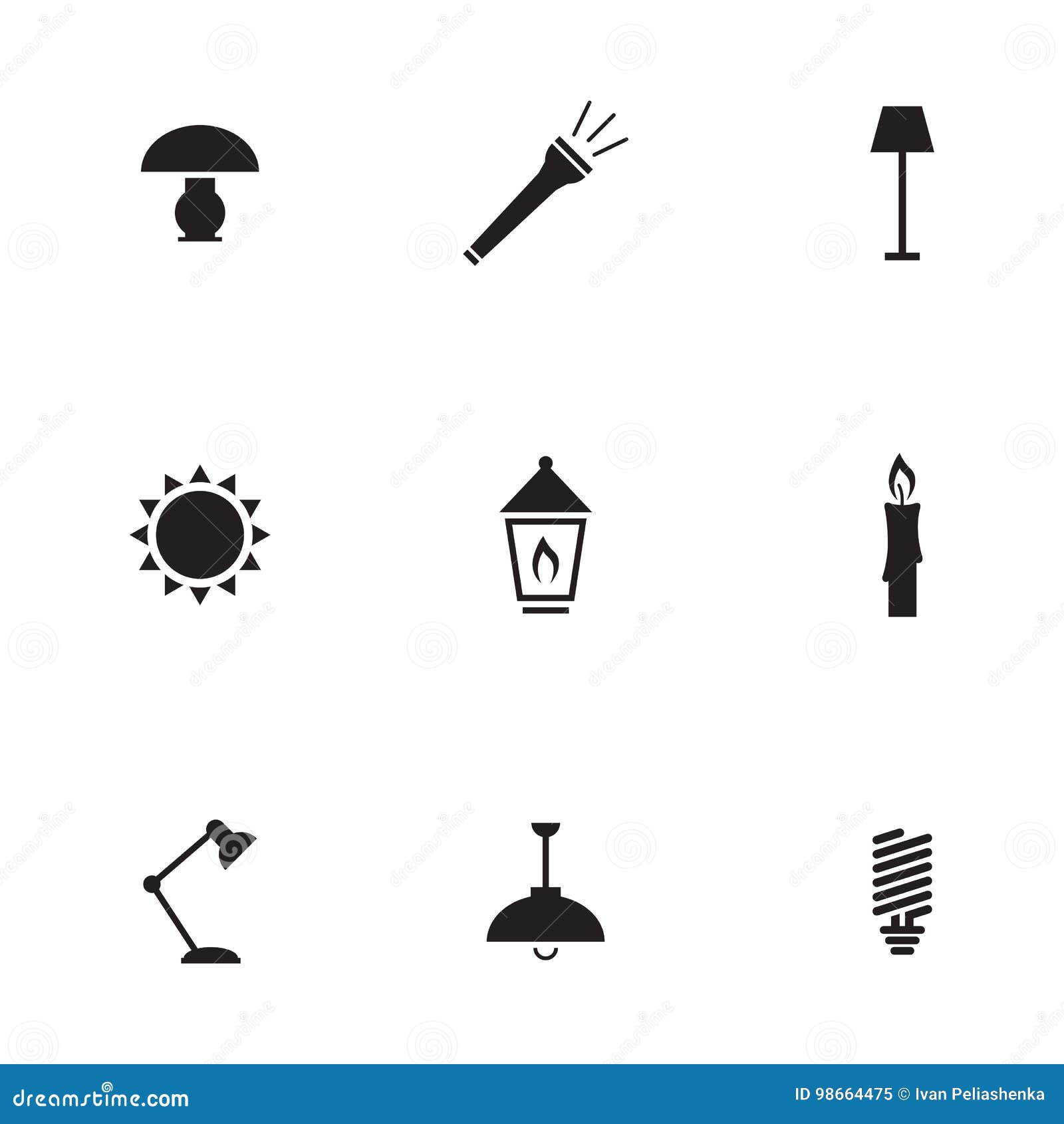 Light icons set stock illustration. Illustration of collection - 98664475