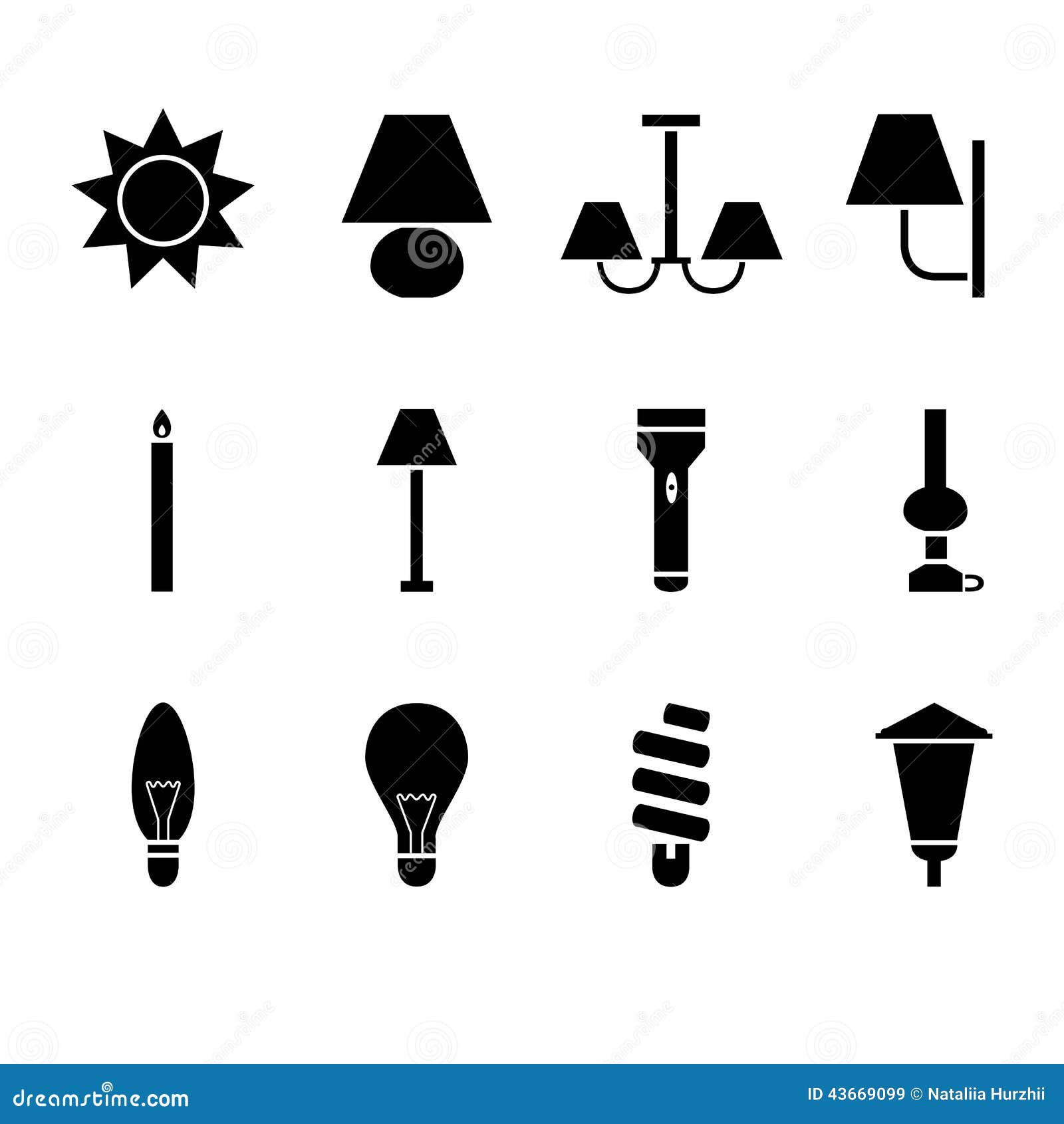 Light icons stock vector. Illustration of white, illumination - 43669099