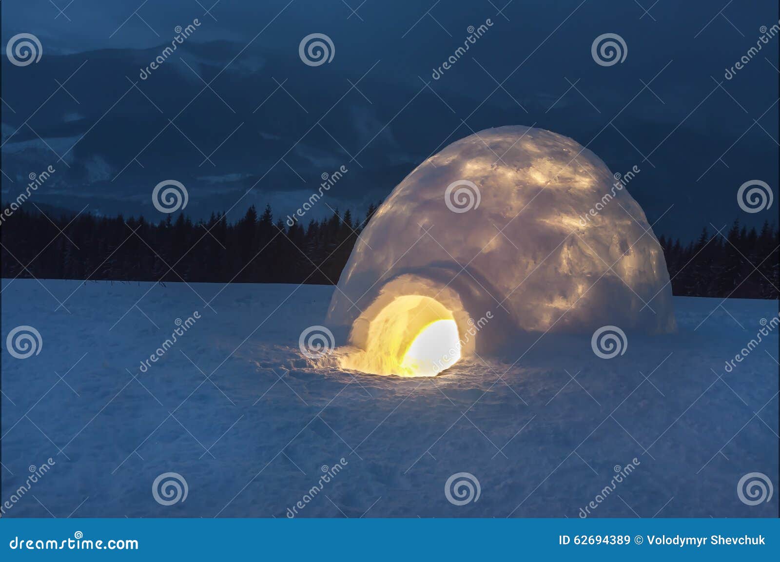 Light in igloo stock image. Image of outdoors, night - 62694389
