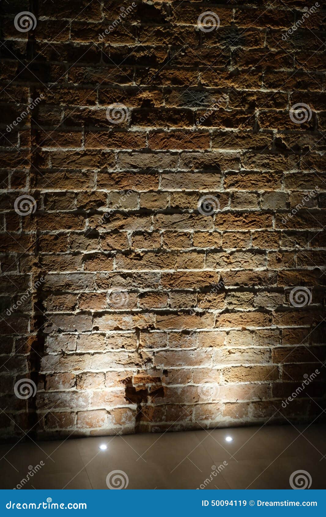 Light Illuminating a Brick Wall Stock Image - Image of lights, wall ...