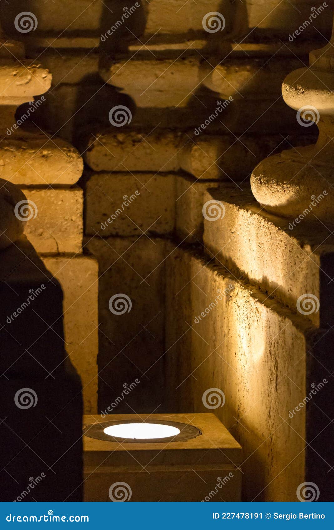 Light Illuminating Old Stone Columns Stock Image - Image of protected ...