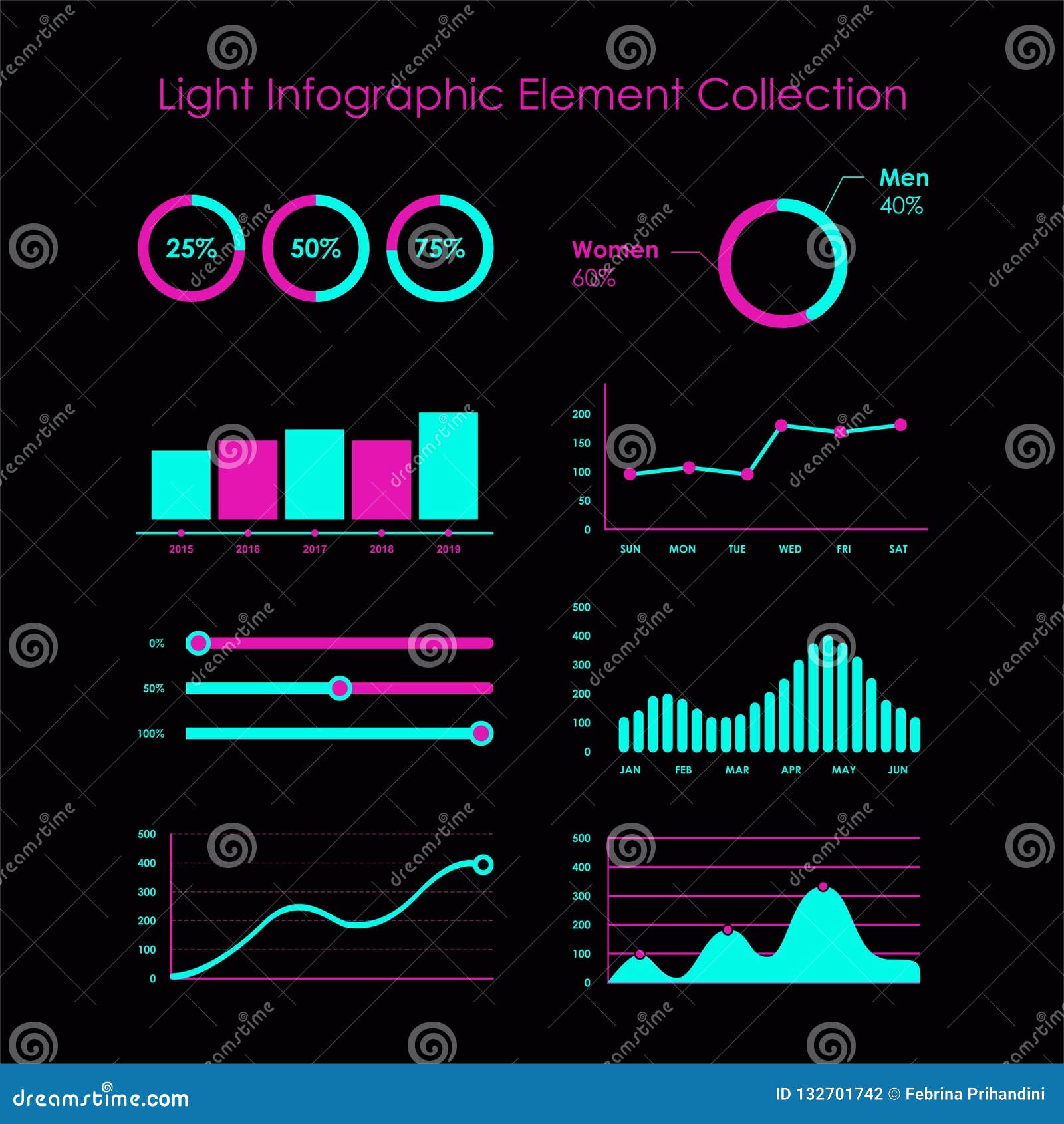 Light Info Graphic Element Collection Stock Vector - Illustration of ...