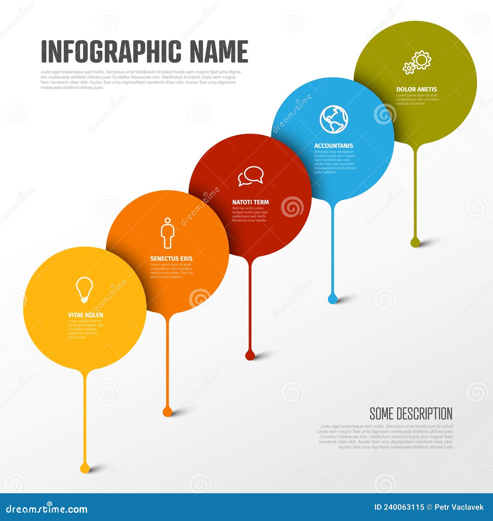 Light Infographic Template with Bubble Pointers on the Line Stock ...