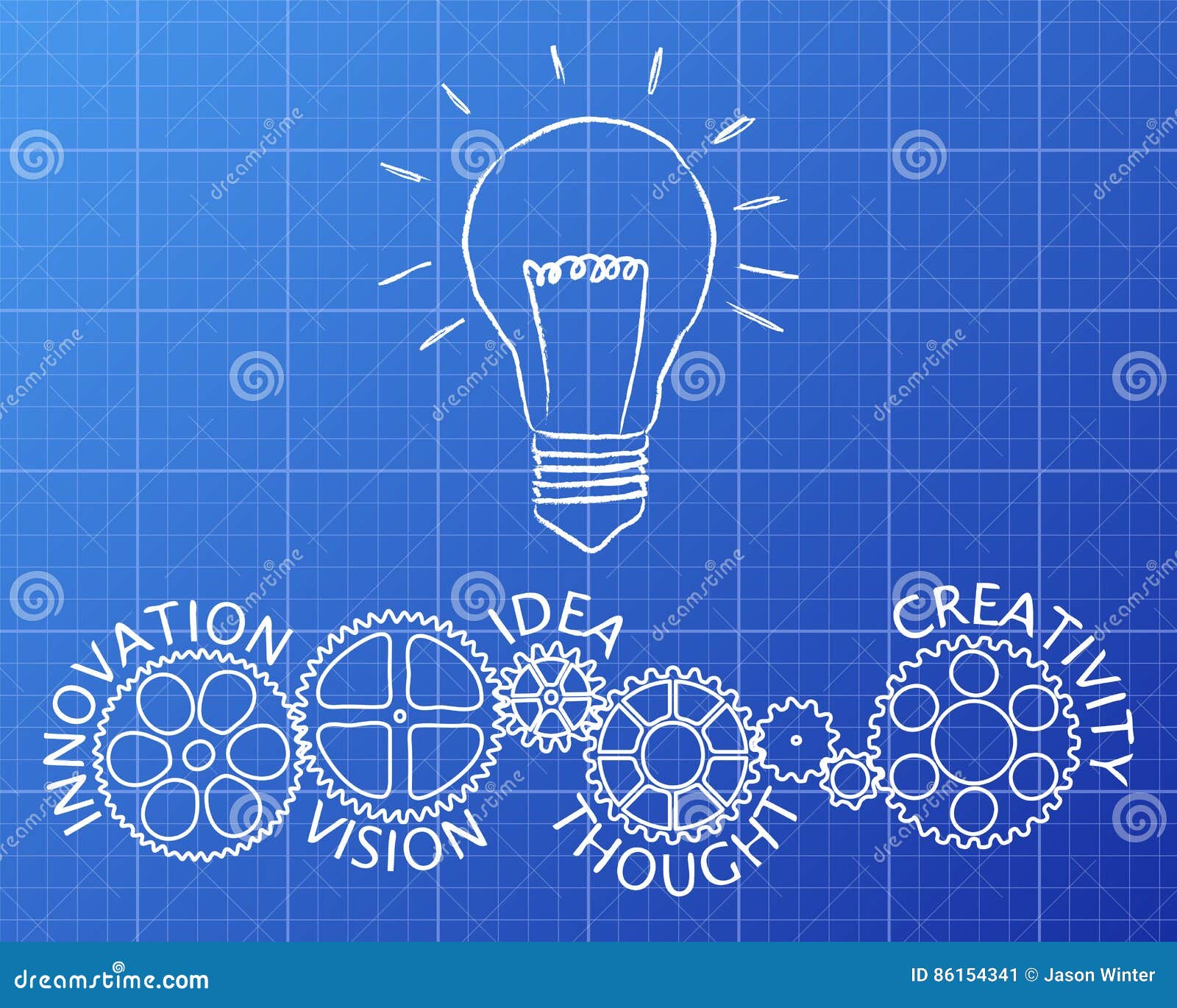 Light Innovation Gear Wheels Blueprint Stock Vector - Illustration of ...