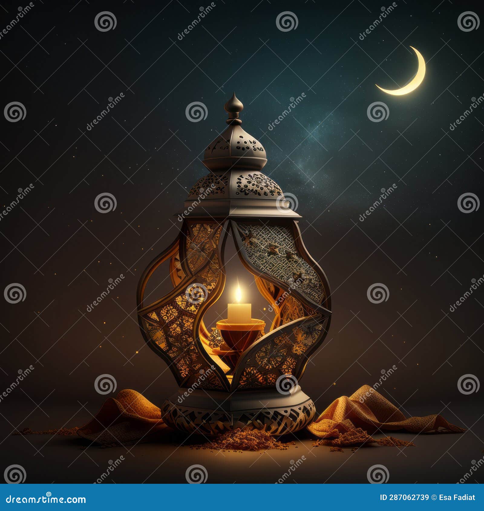 The Light of Islam. the Lantern is Lit, Casting a Warm Glow on the ...