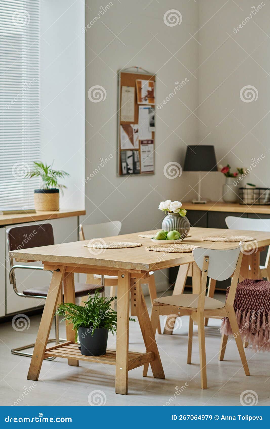 Light Kitchen with Dining Table Stock Image - Image of contemporary ...