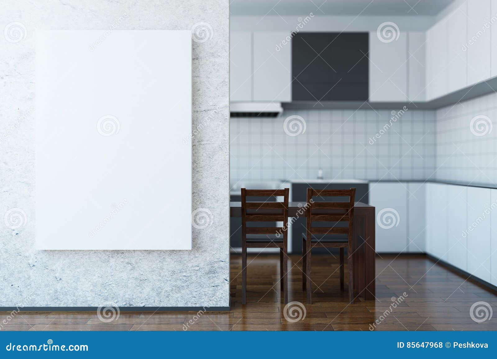 Light Kitchen with Whiteboard Stock Illustration - Illustration of ...