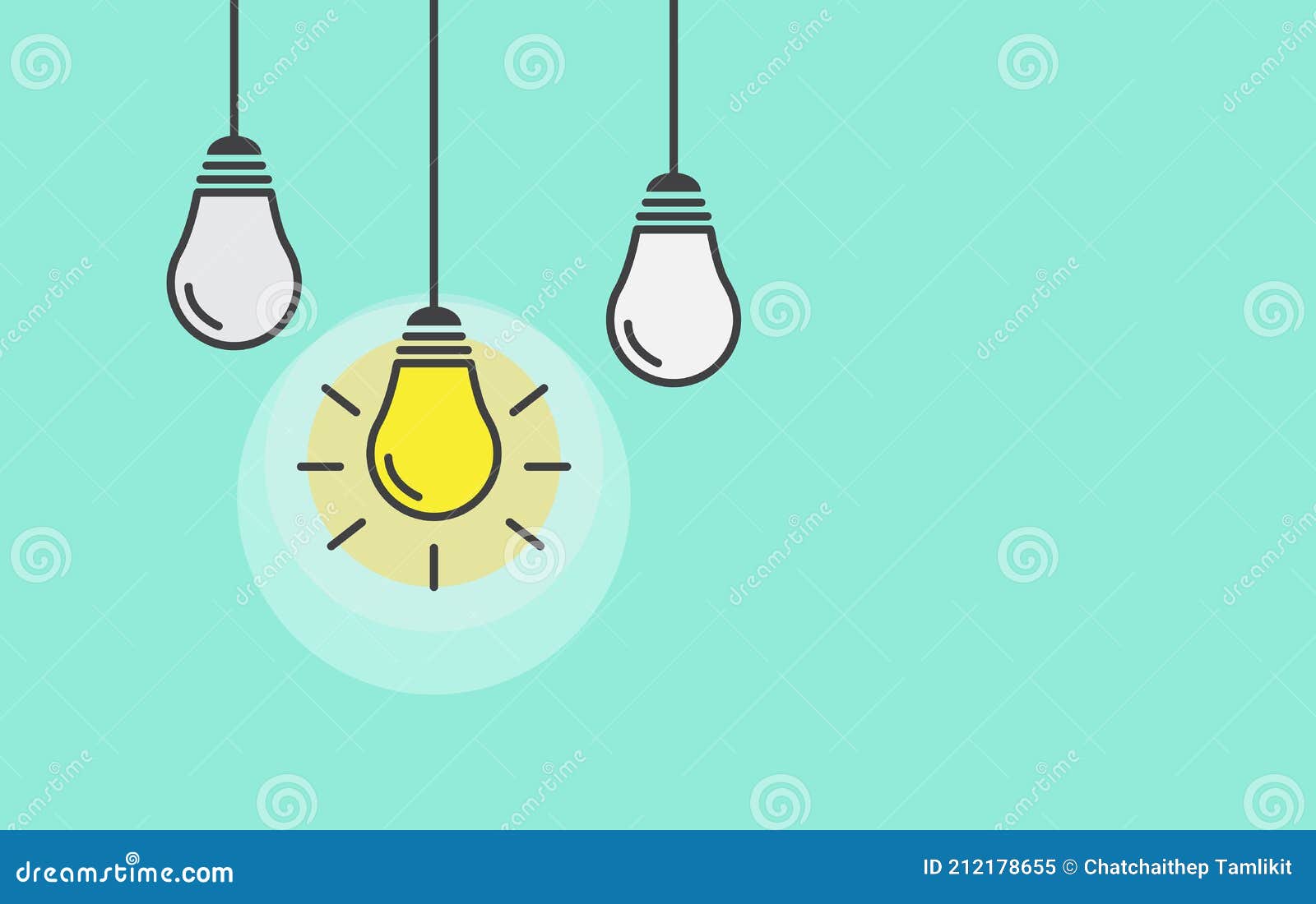 Light Lamp Bulb on Green Background. Creative Idea and Inspiration ...