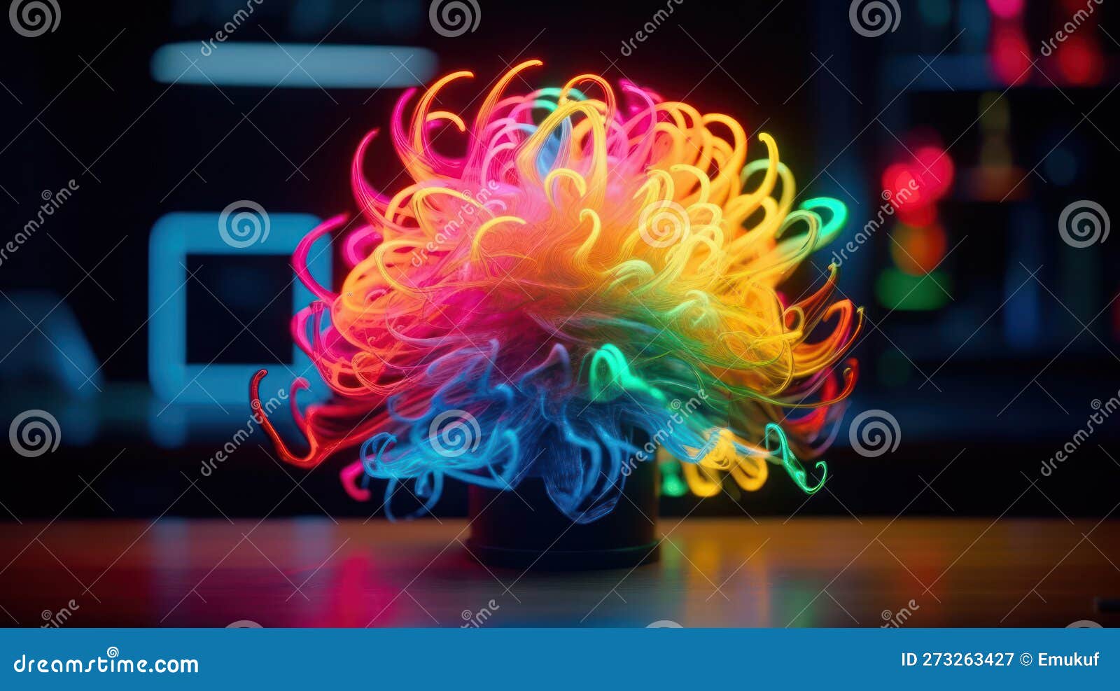 Light Lamp with Multi Colored Energy Flows Generative Ai Stock ...