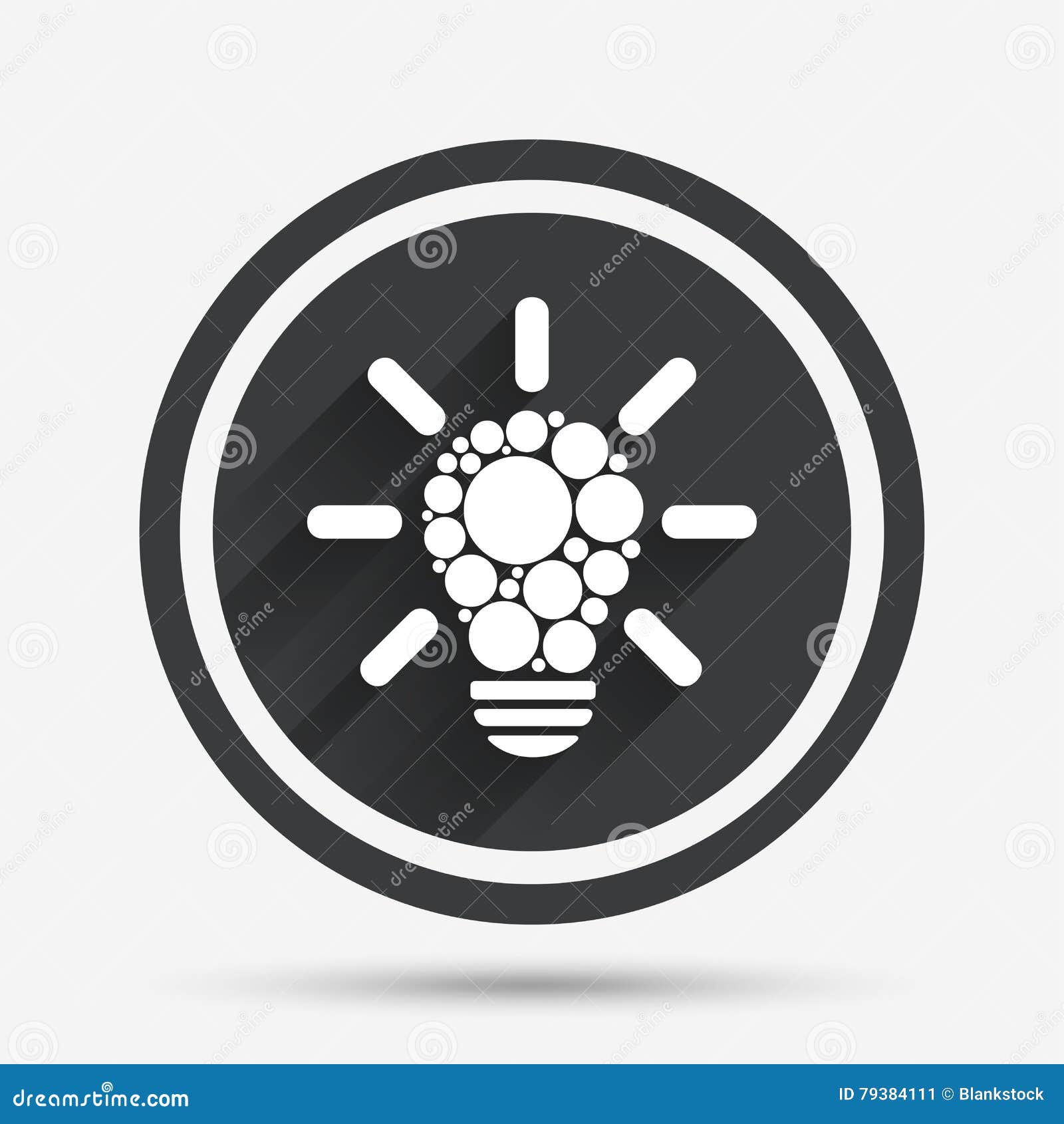 Light Lamp Sign Icon. Bulb with Circles Symbol Stock Vector ...