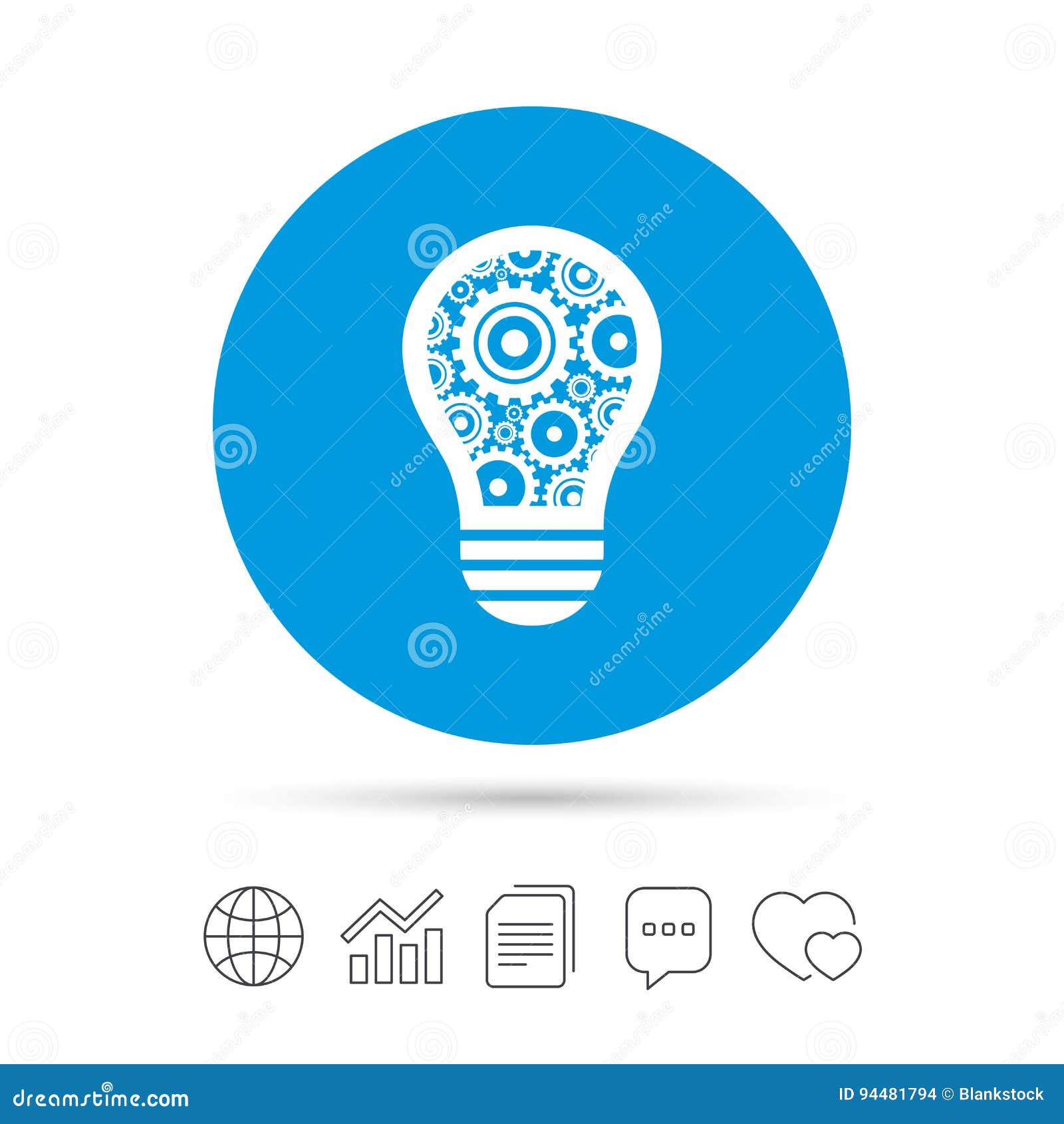 Light Lamp Sign Icon. Bulb with Gears Symbol. Stock Vector ...