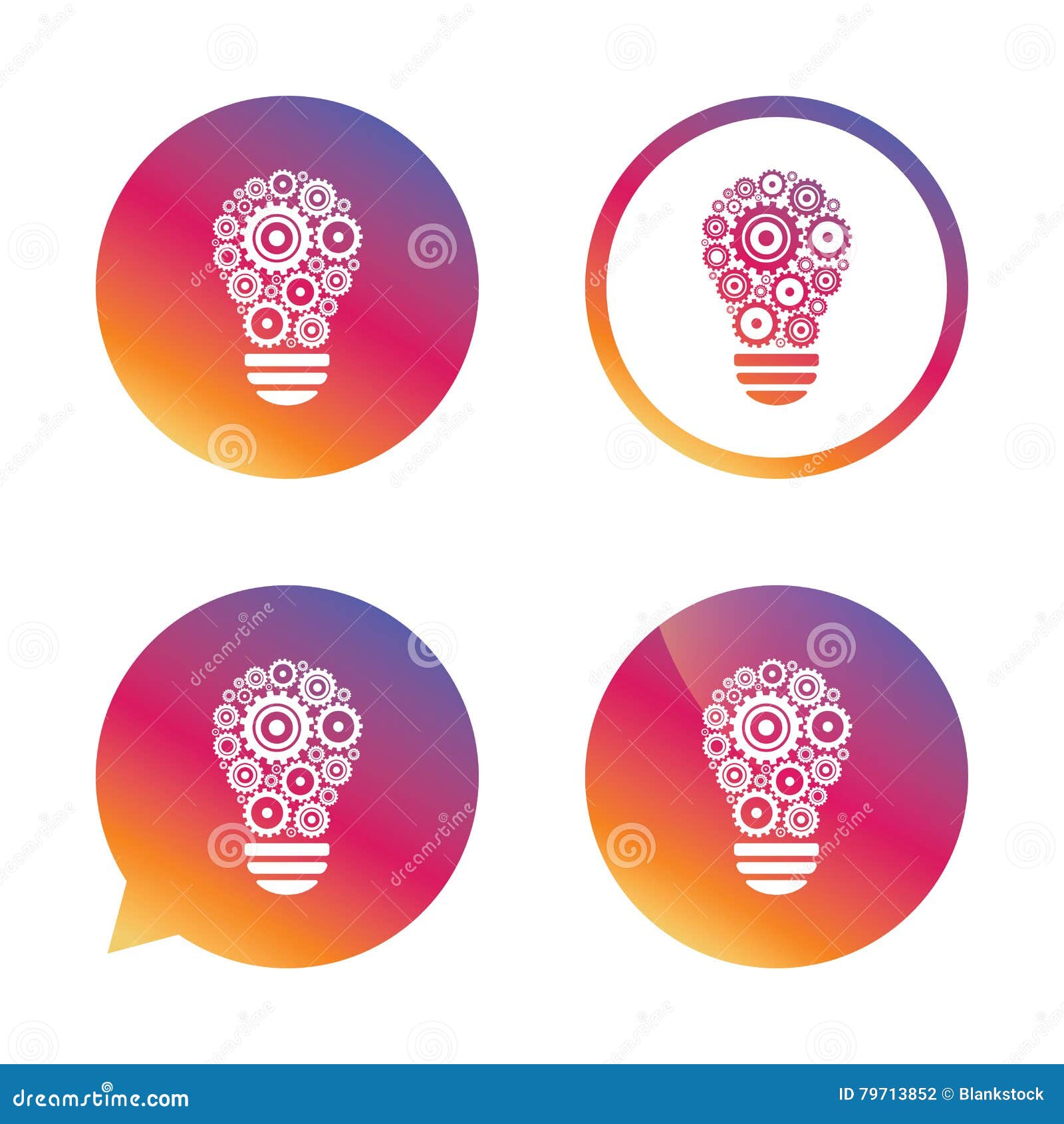 Light Lamp Sign Icon. Bulb with Gears Symbol. Stock Vector ...