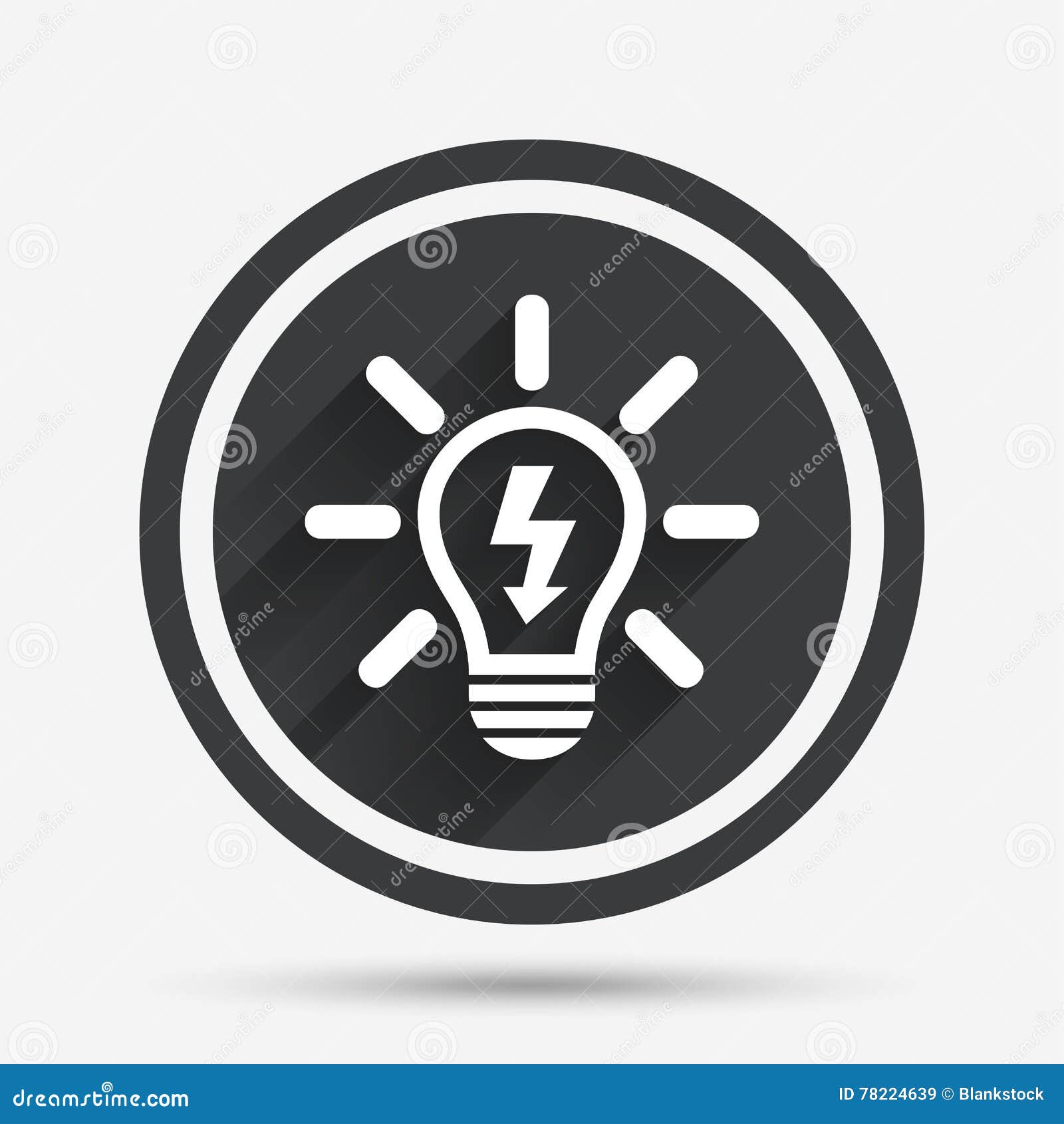 Light Lamp Sign Icon. Bulb with Lightning Symbol Stock Vector ...