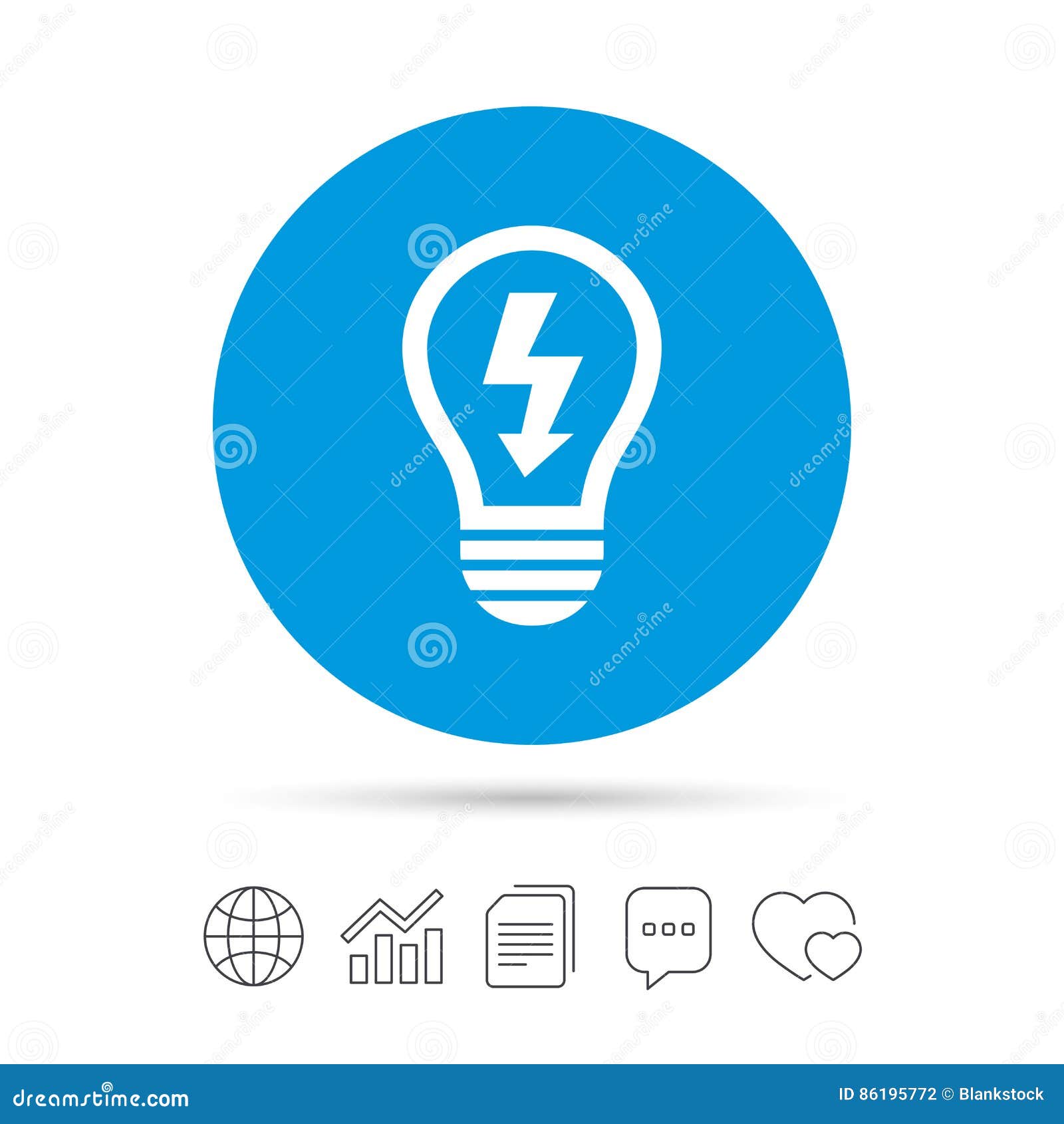 Light Lamp Sign Icon. Bulb with Lightning Symbol Stock Vector ...