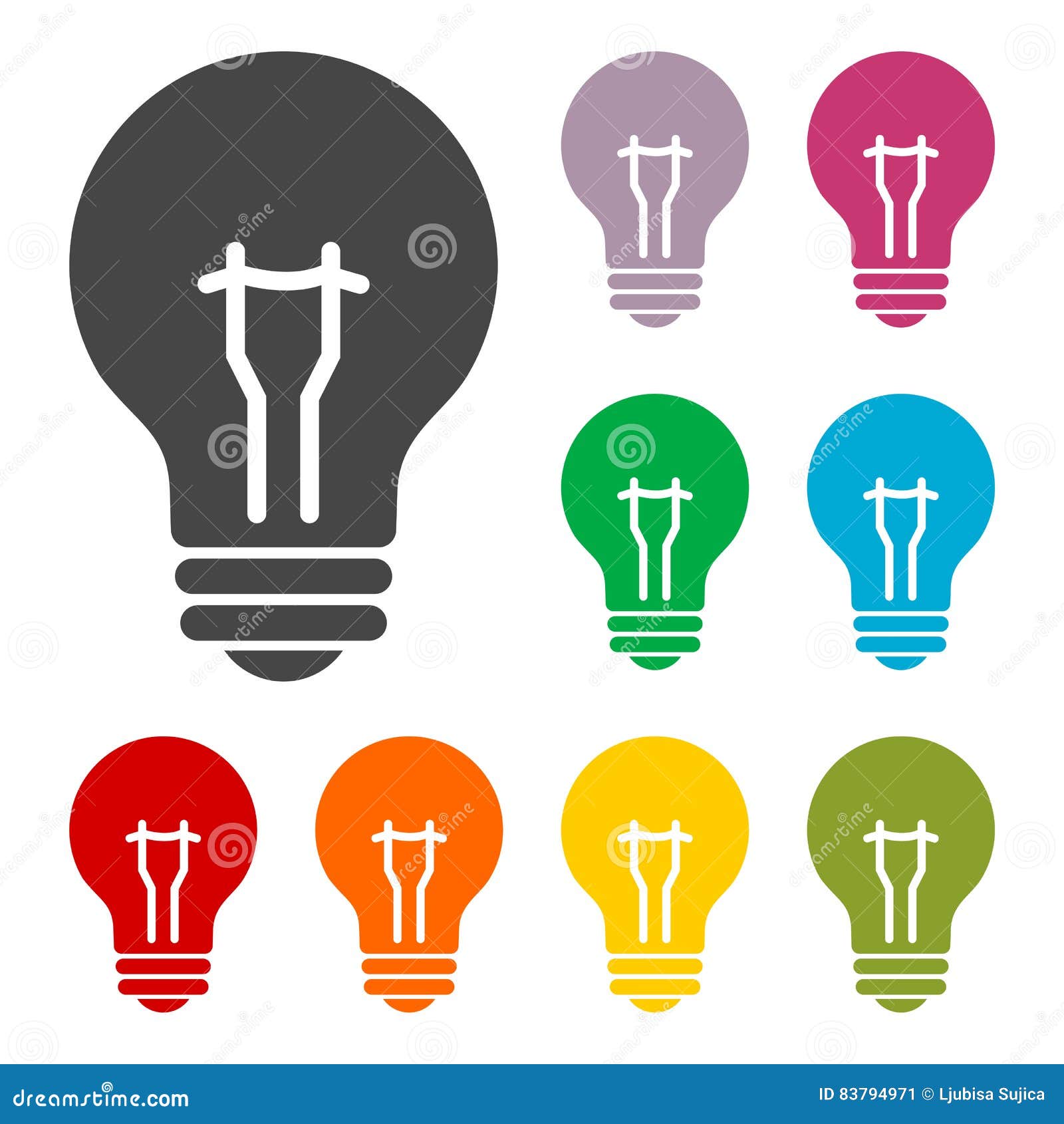 Light Lamp Sign Icon, Idea Symbol, Bulb Icon Set Stock Vector ...