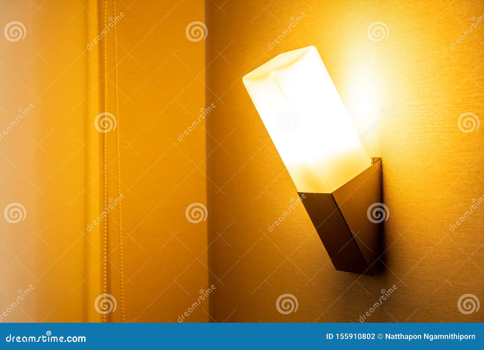 Light lamp on wall stock photo. Image of room, design - 155910802