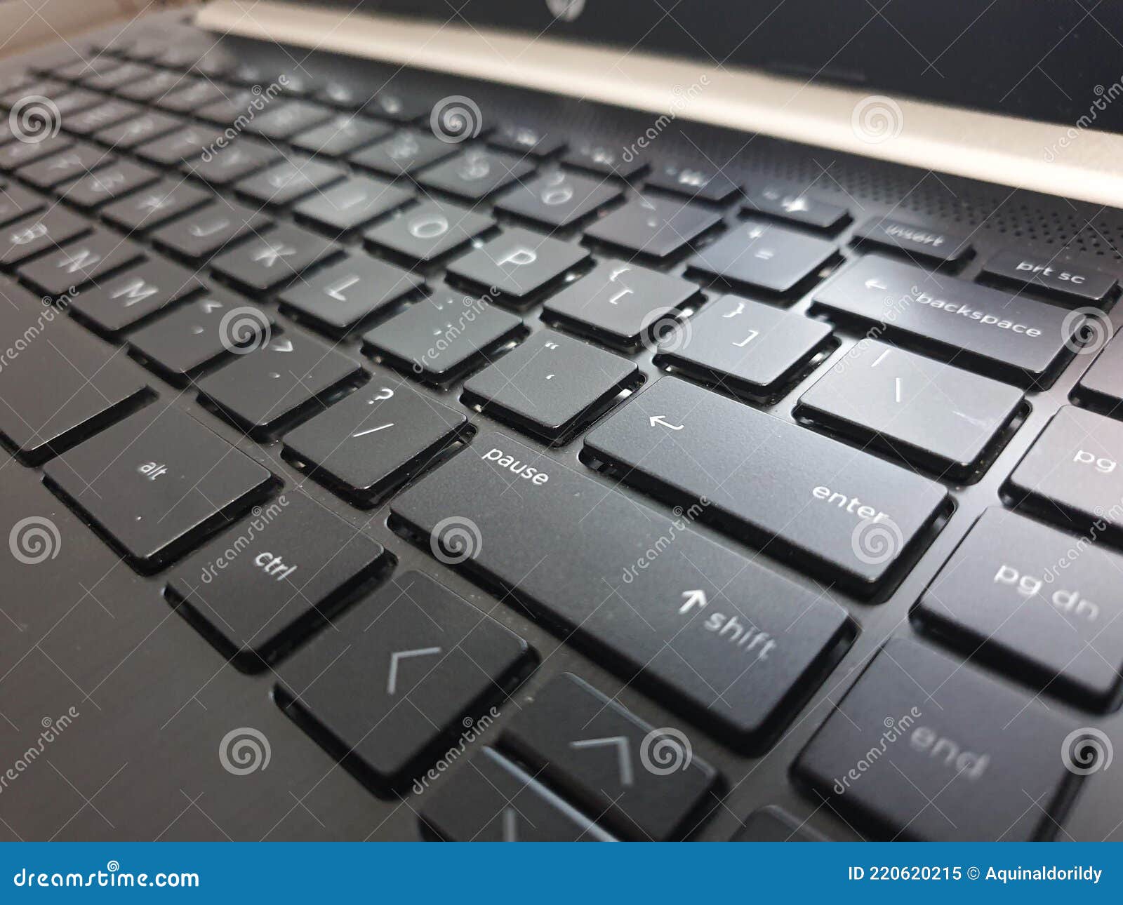 Light laptop flat keyboard stock image. Image of education - 220620215