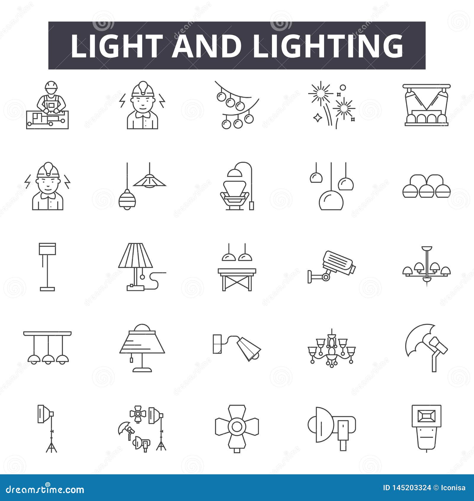 Light and Lighting Line Icons, Signs, Vector Set, Outline Illustration ...
