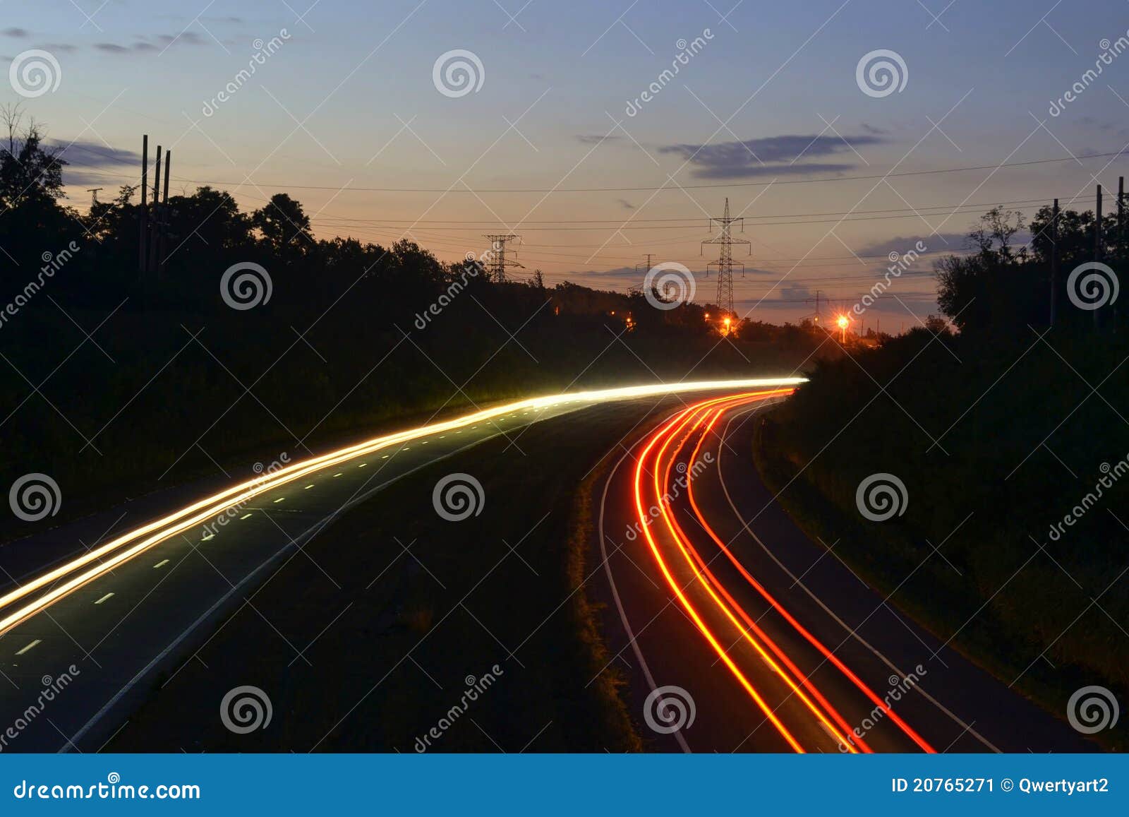 Light lines on road stock image. Image of electricity - 20765271